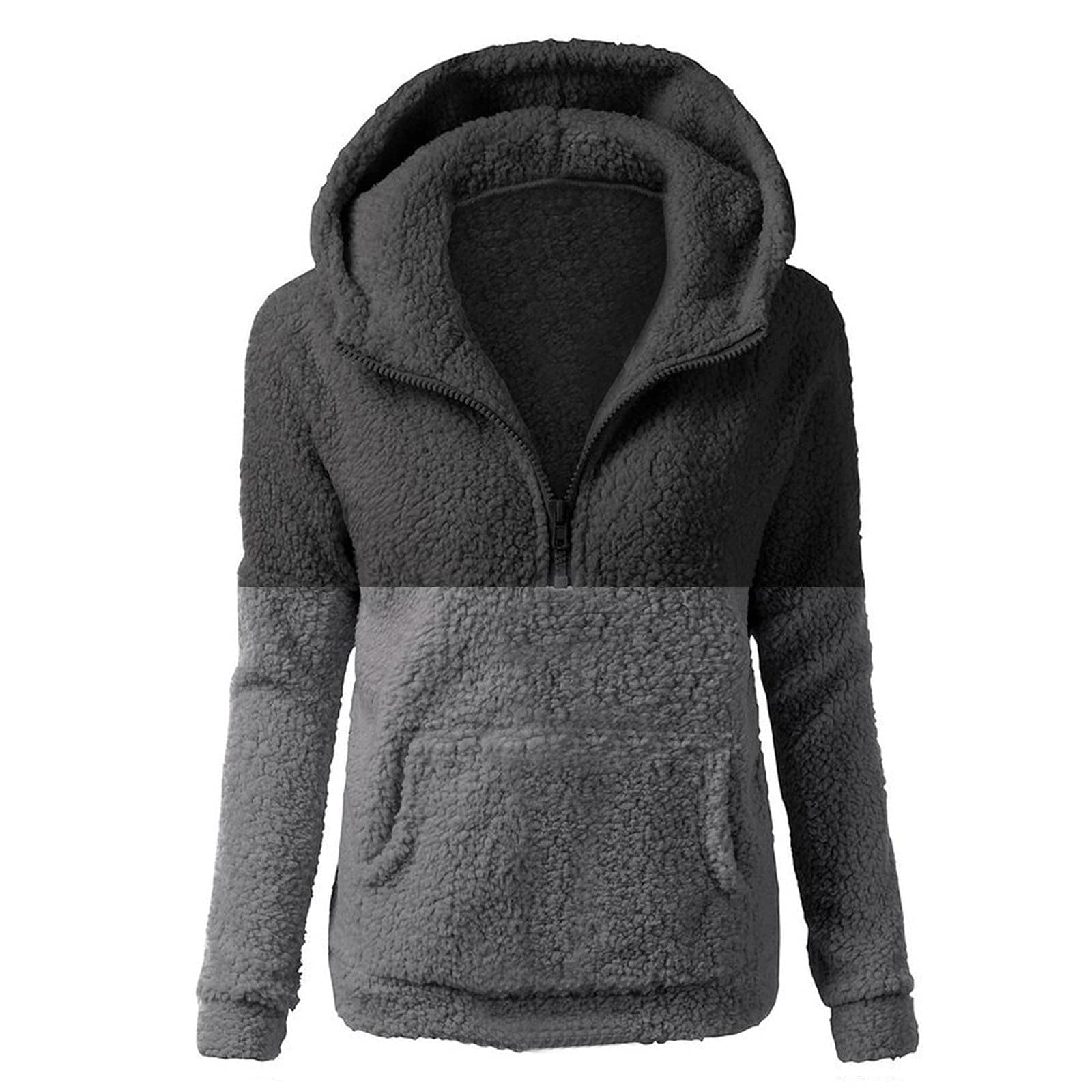 Leadmall Fleece Hooded Sweatshirt Full Zip Hoodies Long Sleeve Hooded ...