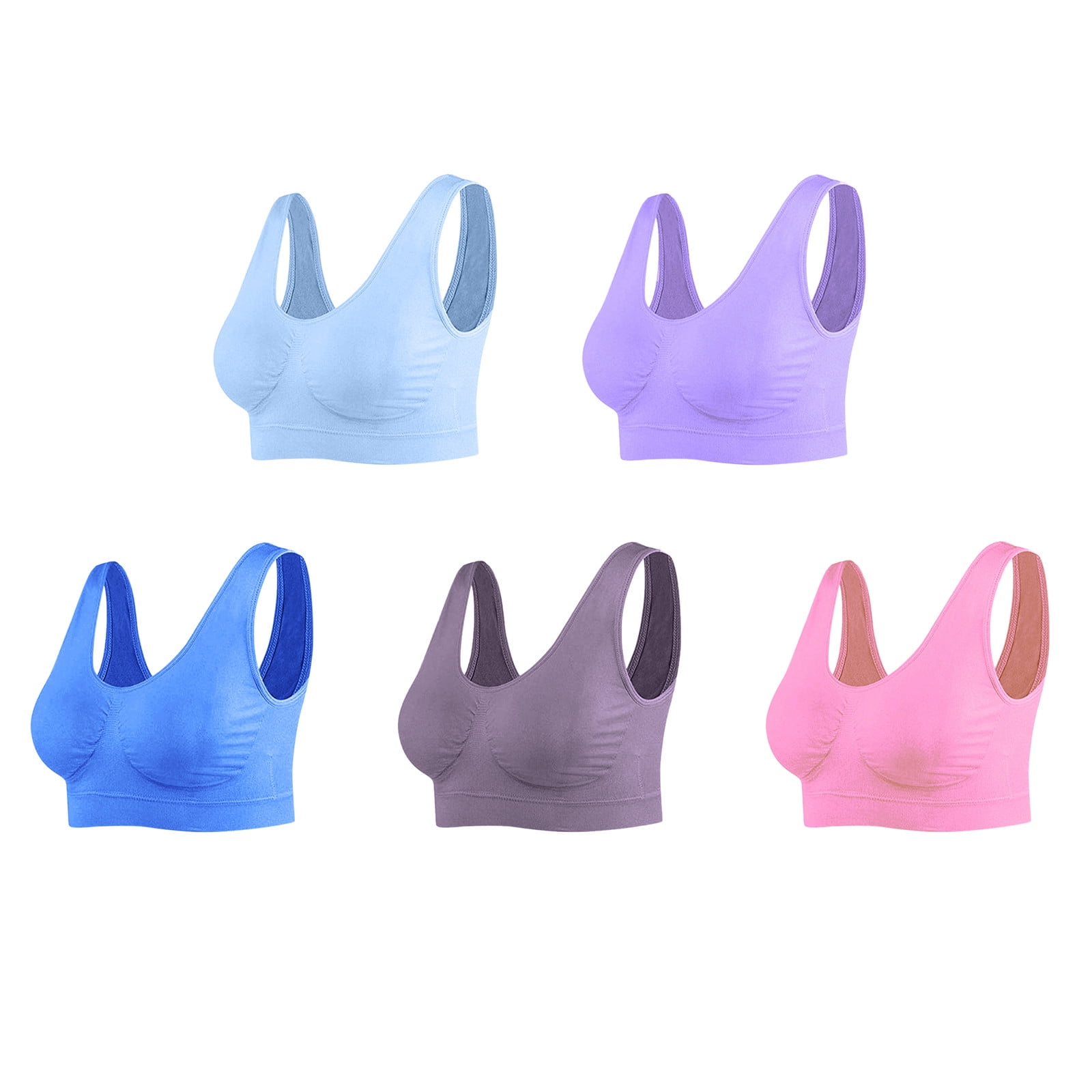 Leadmall Women Sleep Bra Sports Bras 5-Pack Ladies Seamless Sports Bra ...