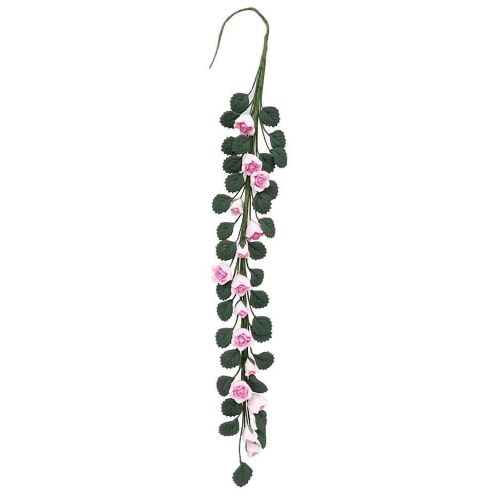 Leadrop 1/12 Miniature Faux Rose Flower Garland DIY Doll House Garden ...