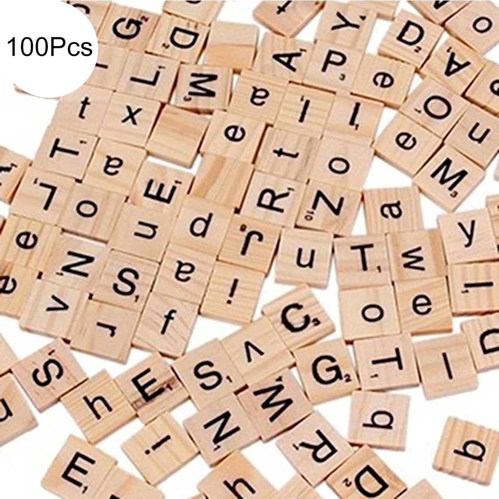 Leadrop 100Pcs Wooden Alphabet Tiles Letter Number Bolcks DIY Crafts ...