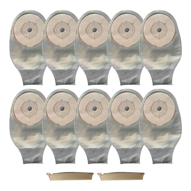 Leadrop 10pcs Drainable Colostomy Bag Ostomy Stoma Cut To Fit Clamps