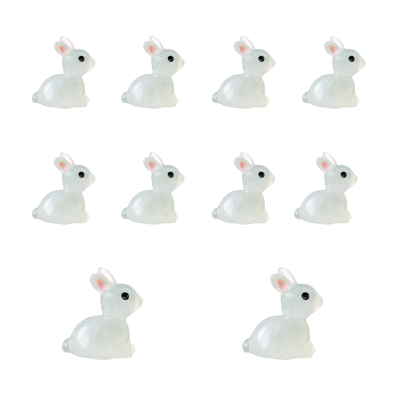 Leadrop 10Pcs/Set Rabbit Figurine Compact Resin Easter Luminous Bunny ...