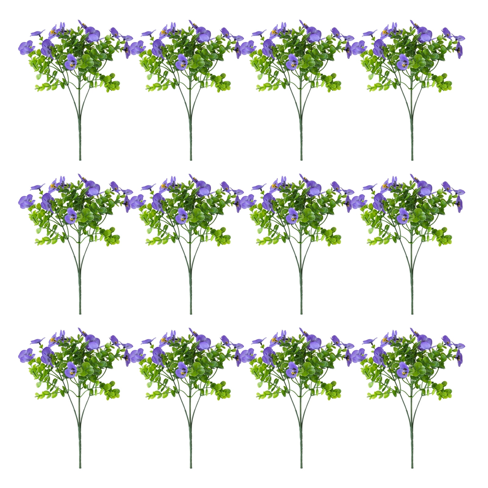 Leadrop 12 Pcs Artificial Pansy Flowers Outdoor UV Resistant Faux Silk ...