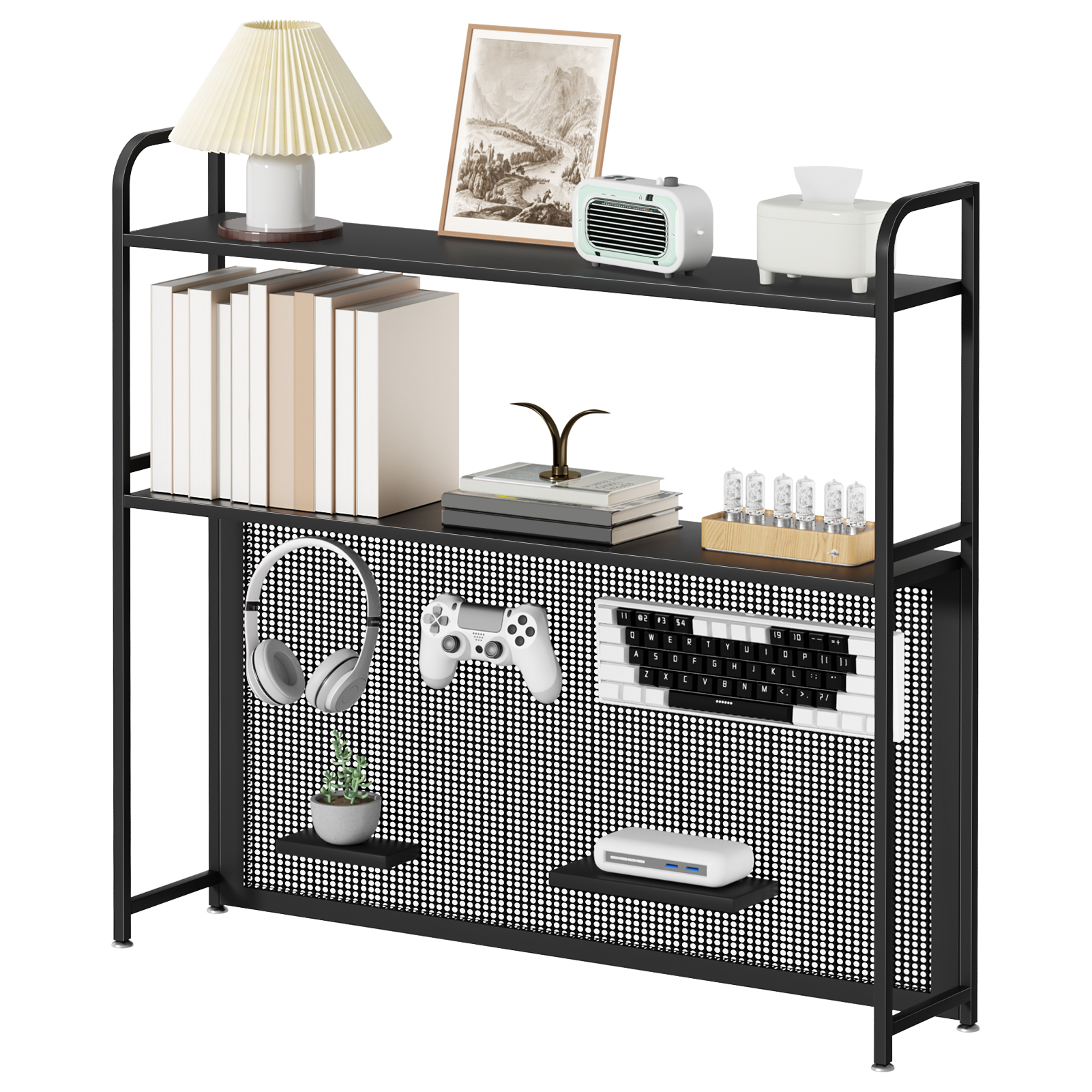 Leadrop 2 Tier Desktop Bookshelf Multifunctional Freestanding Storage ...