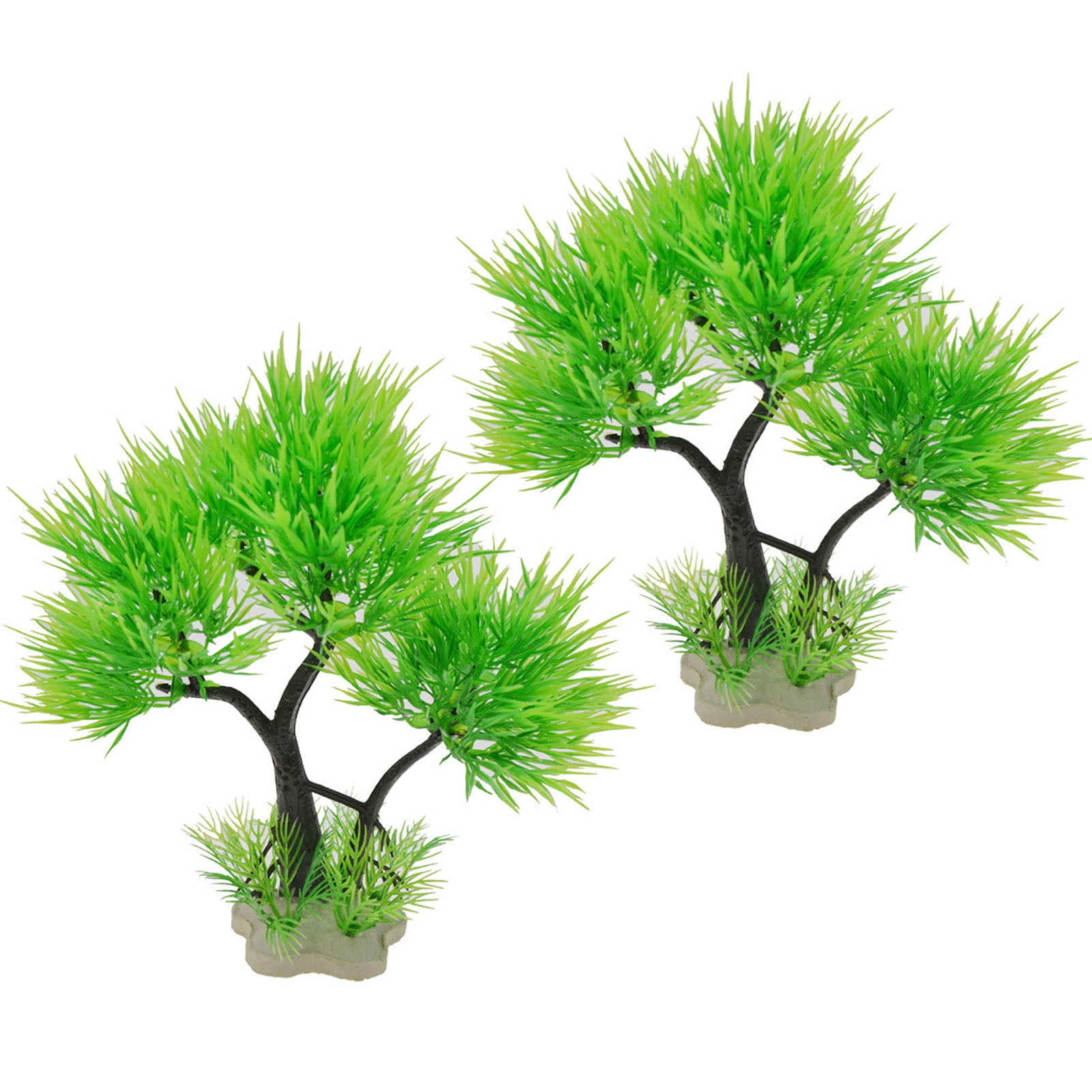 Leadrop 2Pcs Artificial Tree Plastic Aquarium Water Plants Realistic ...