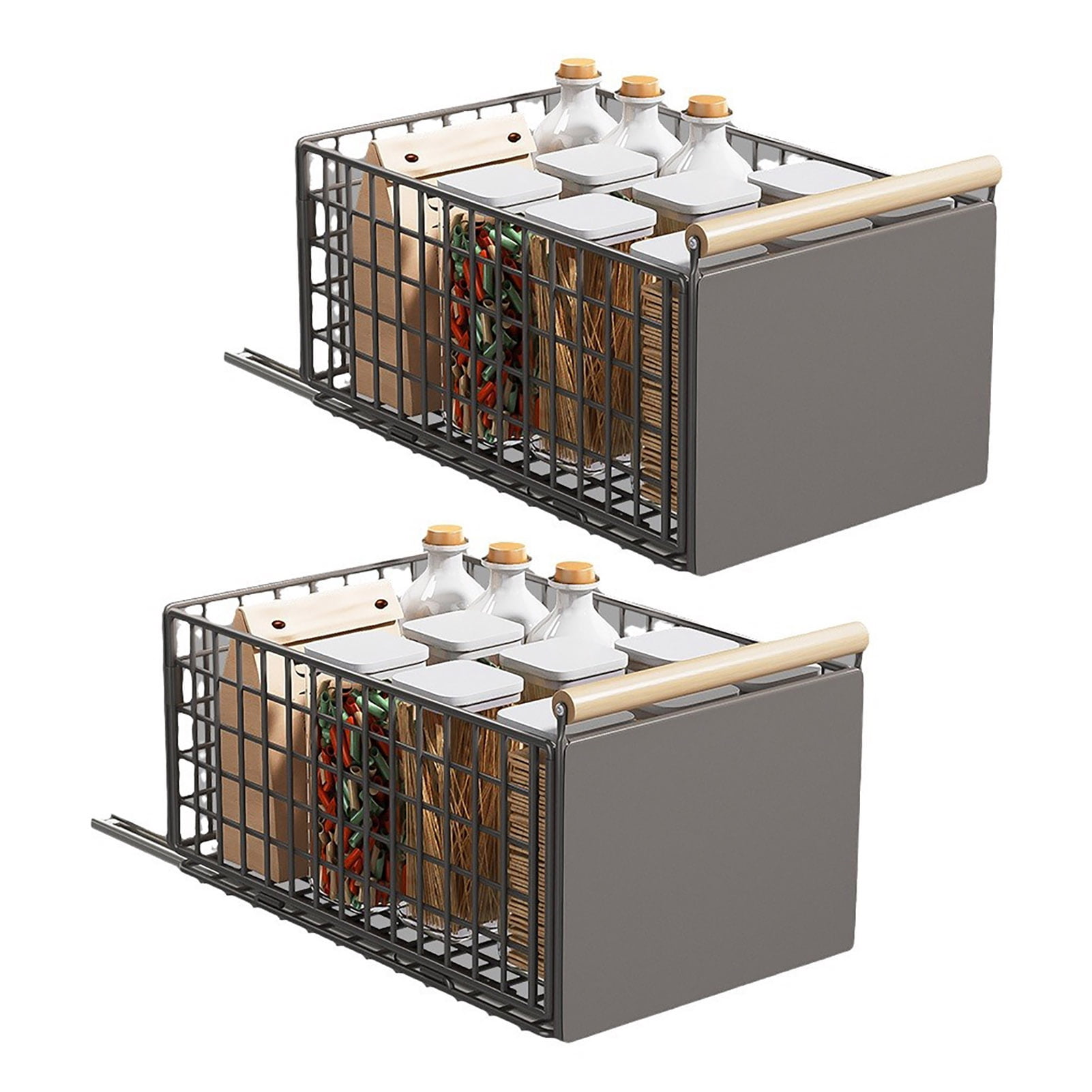 Leadrop 2Pcs Pull Out Drawers for Cabinet, Foldable Slide Out Baskets ...