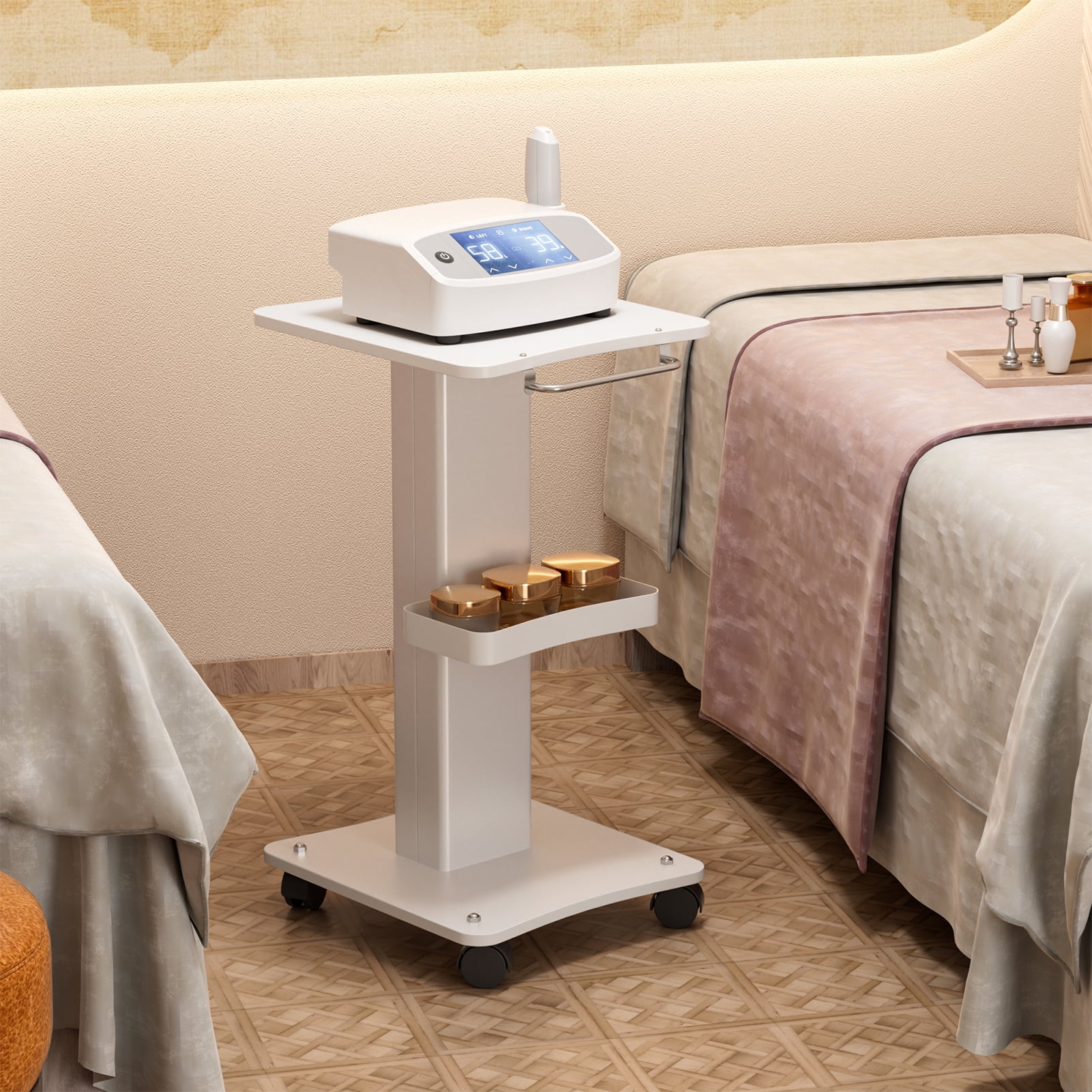 Leadrop 3-Tier Beauty Trolley Cart, Aluminum Beauty Rolling Cart with ...