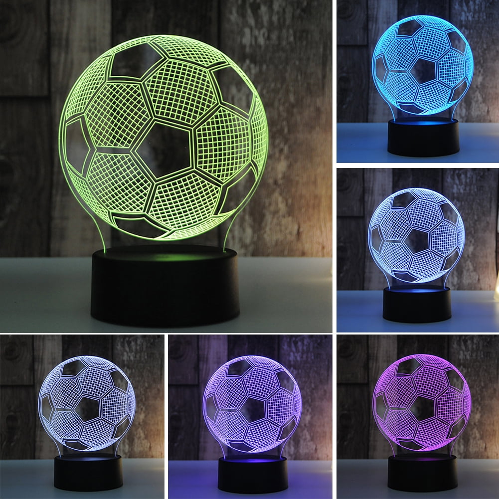 Leadrop 3D Illusion Soccer Ball Touch Control Lamp 7-Color USB Night ...