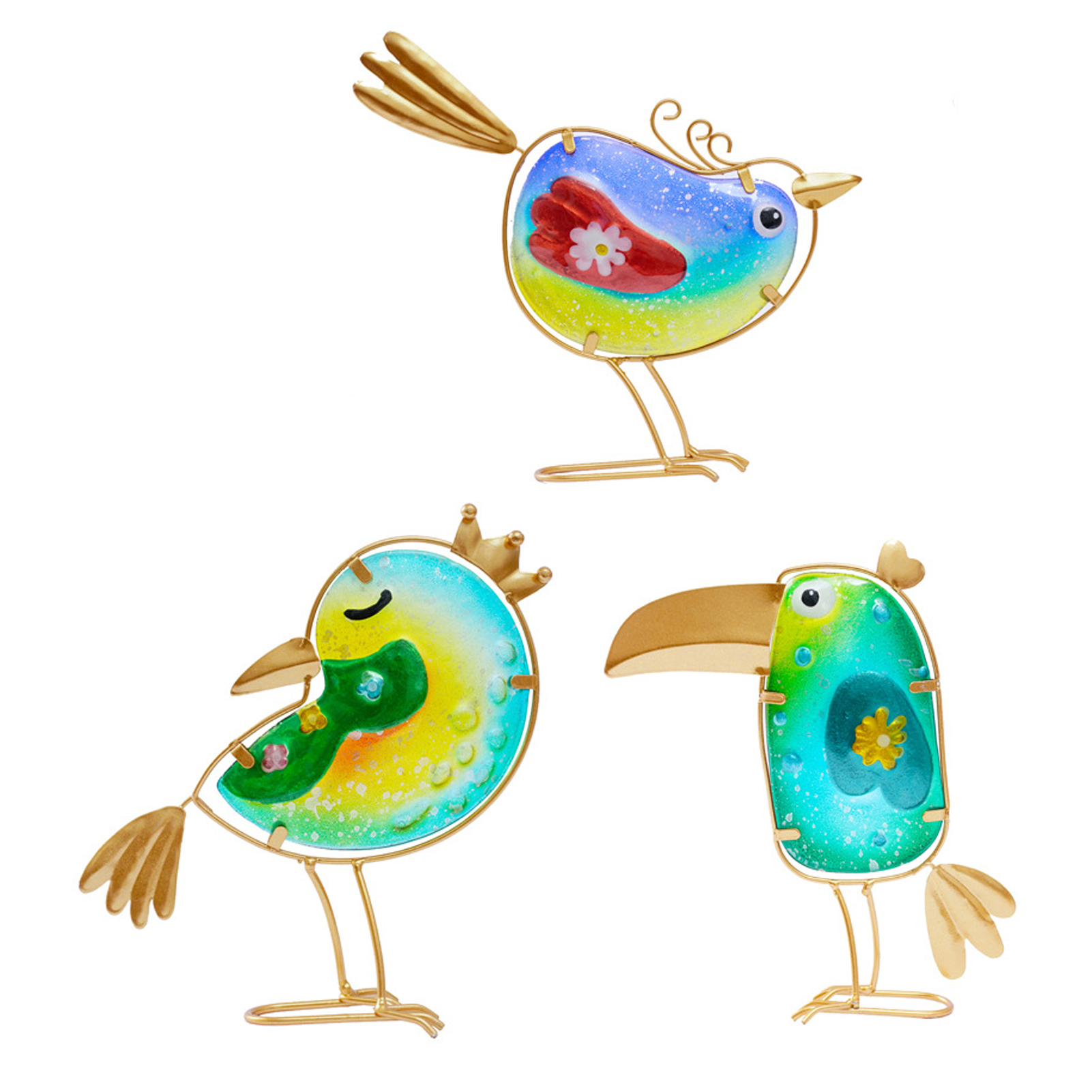 Leadrop 3Pcs/Set Garden Glass Bird Decoration Weather-resistant Indoor ...