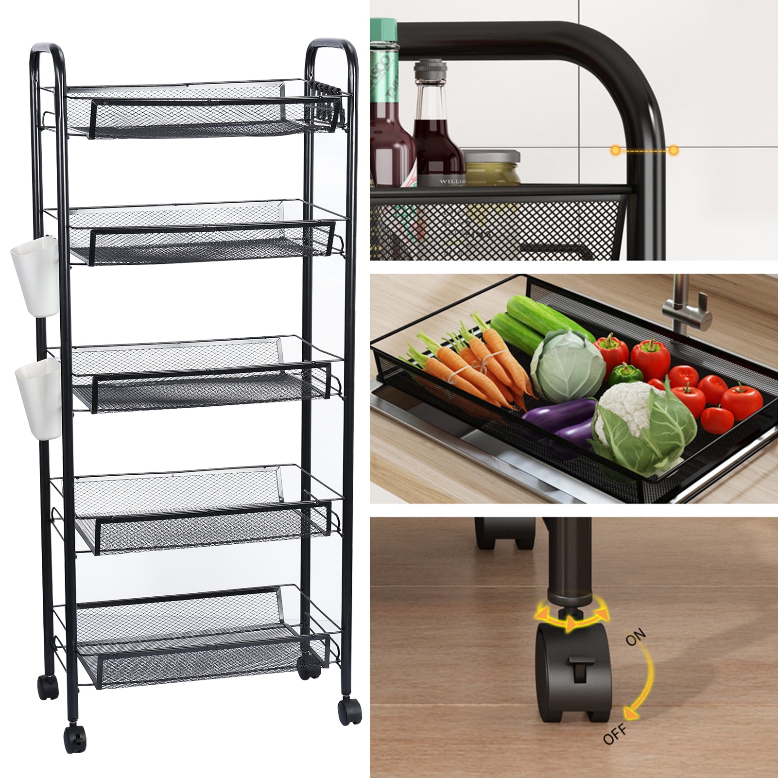 Leadrop 5-Tier Fruit Vegetable Storage Basket Stackable Metal Mesh ...