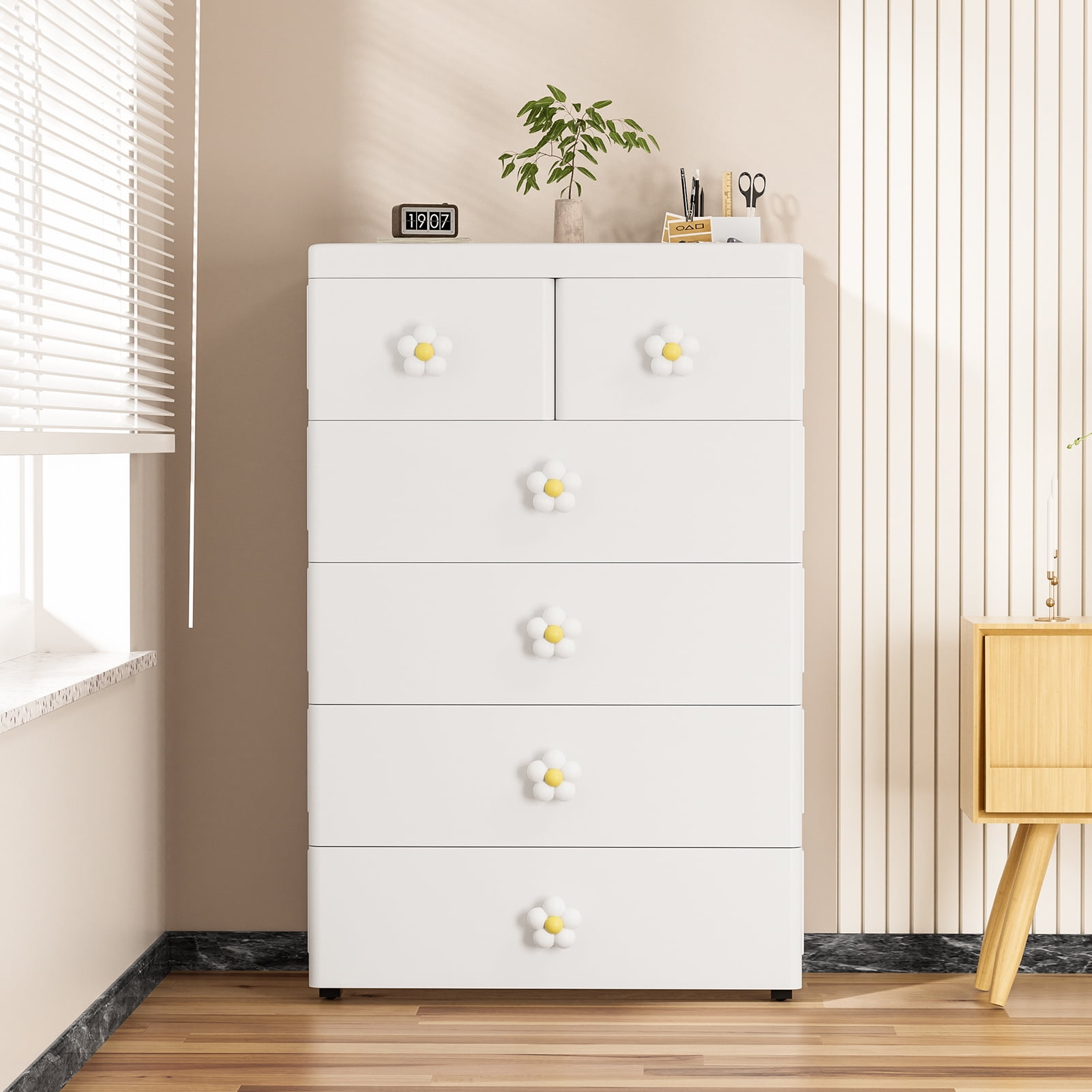 Leadrop 5 Tiers Tall Dresser with 6 Drawers Plastic Tall Dresser for ...