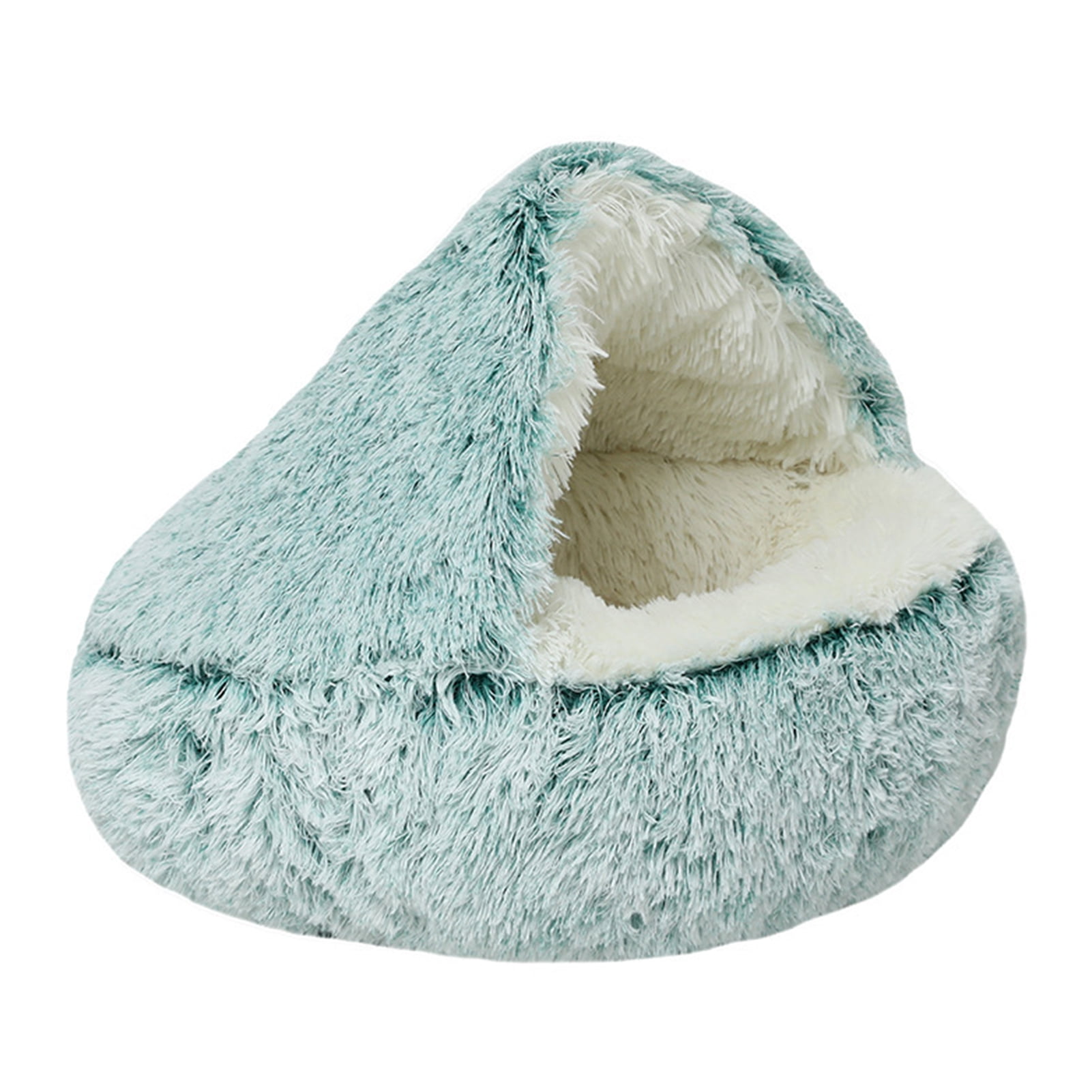 Leadrop Cat Bed Round Fluffy Hooded Cat Bed Cave Winter Plush Anti ...