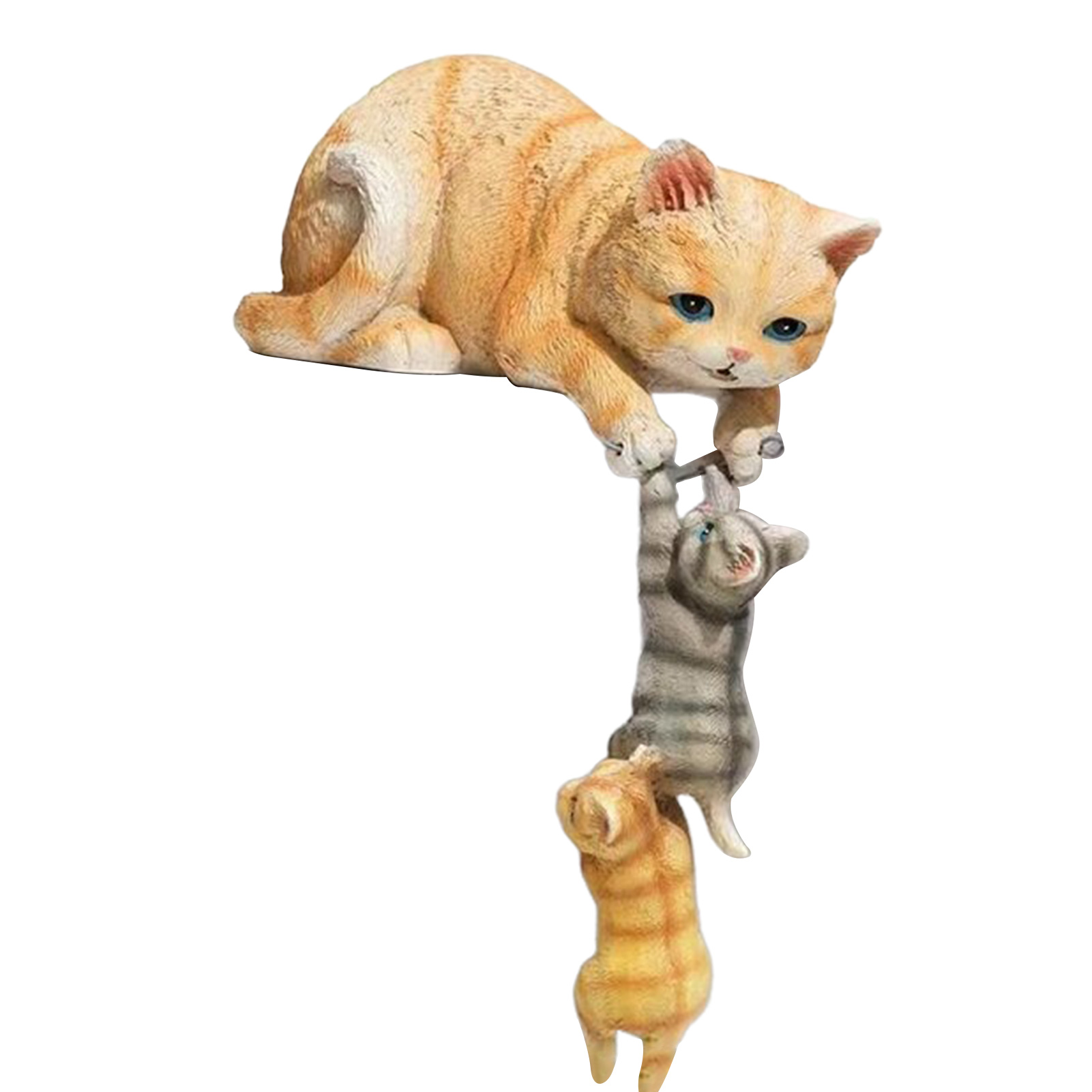 Leadrop Cats Resin Sculpture Mother Cat And Kittens Figurine Desk Edge ...