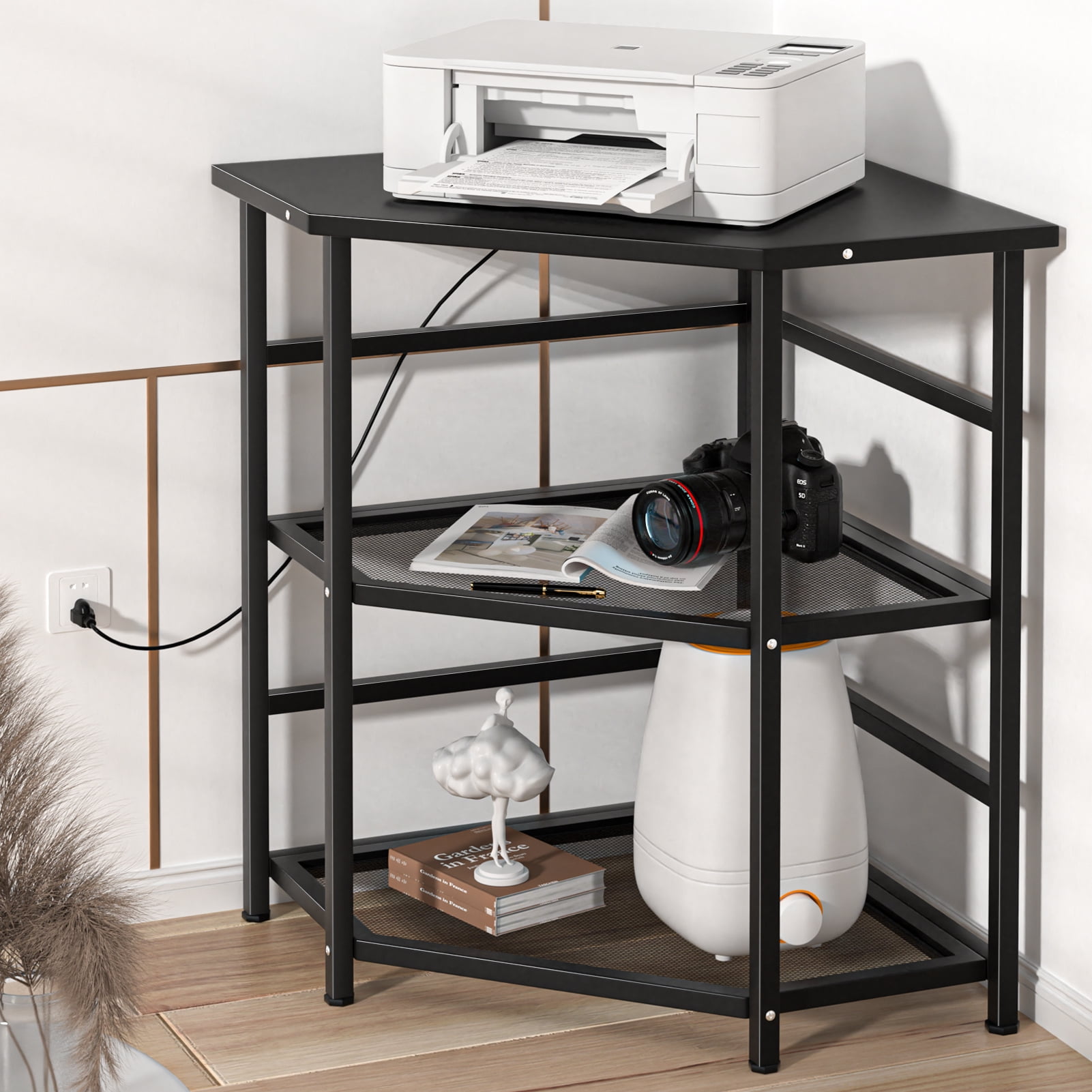 Leadrop Computer Tower CPU Stand, Corner Printer Stand Table with Power ...