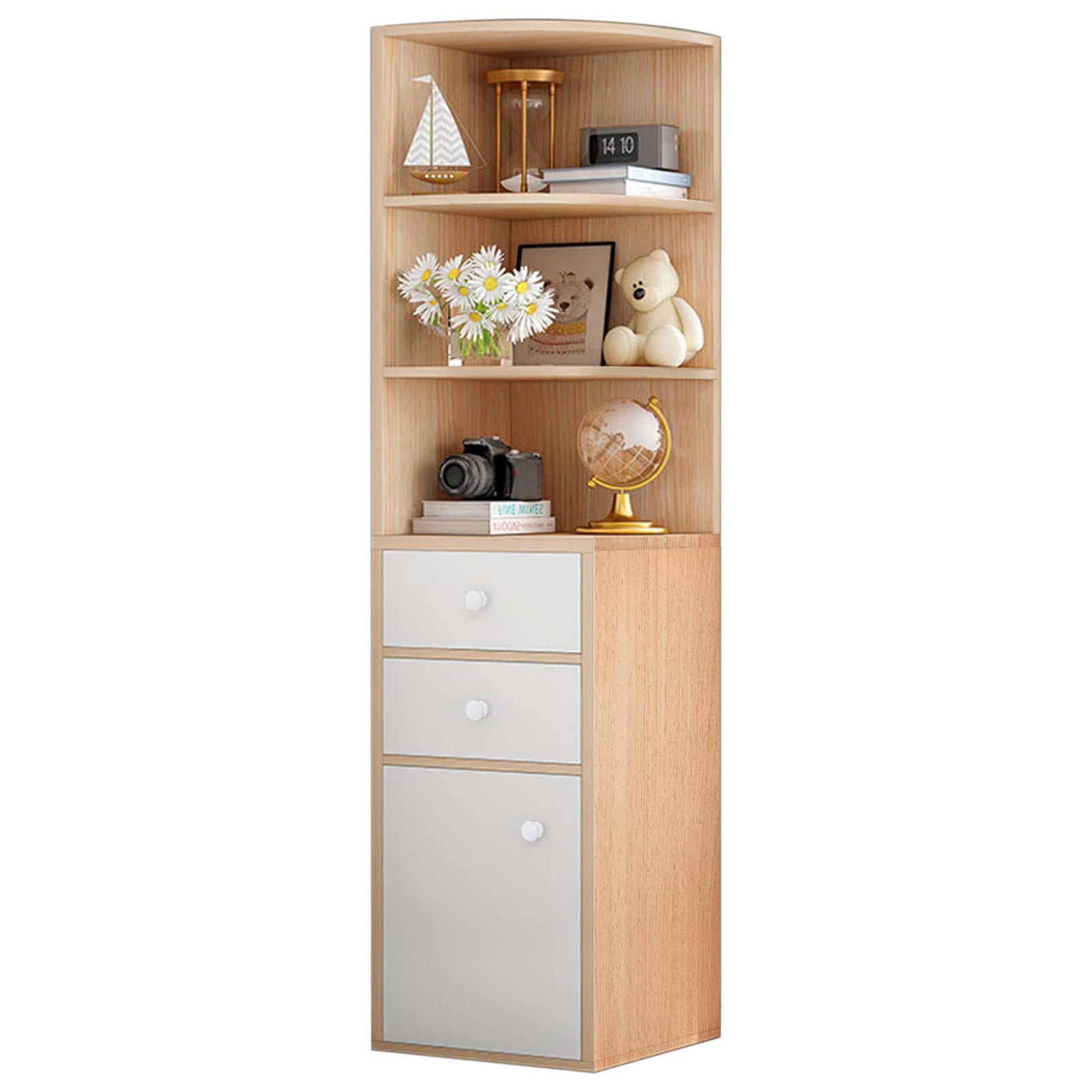 Leadrop Corner Cabinet, Triangle Tall Corner Storage Cabinet with 3 ...