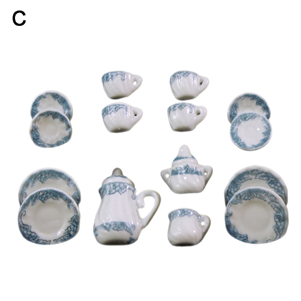 Leadrop Doll House Miniature Mini Ceramic Tea Set Model Fairy Garden ...