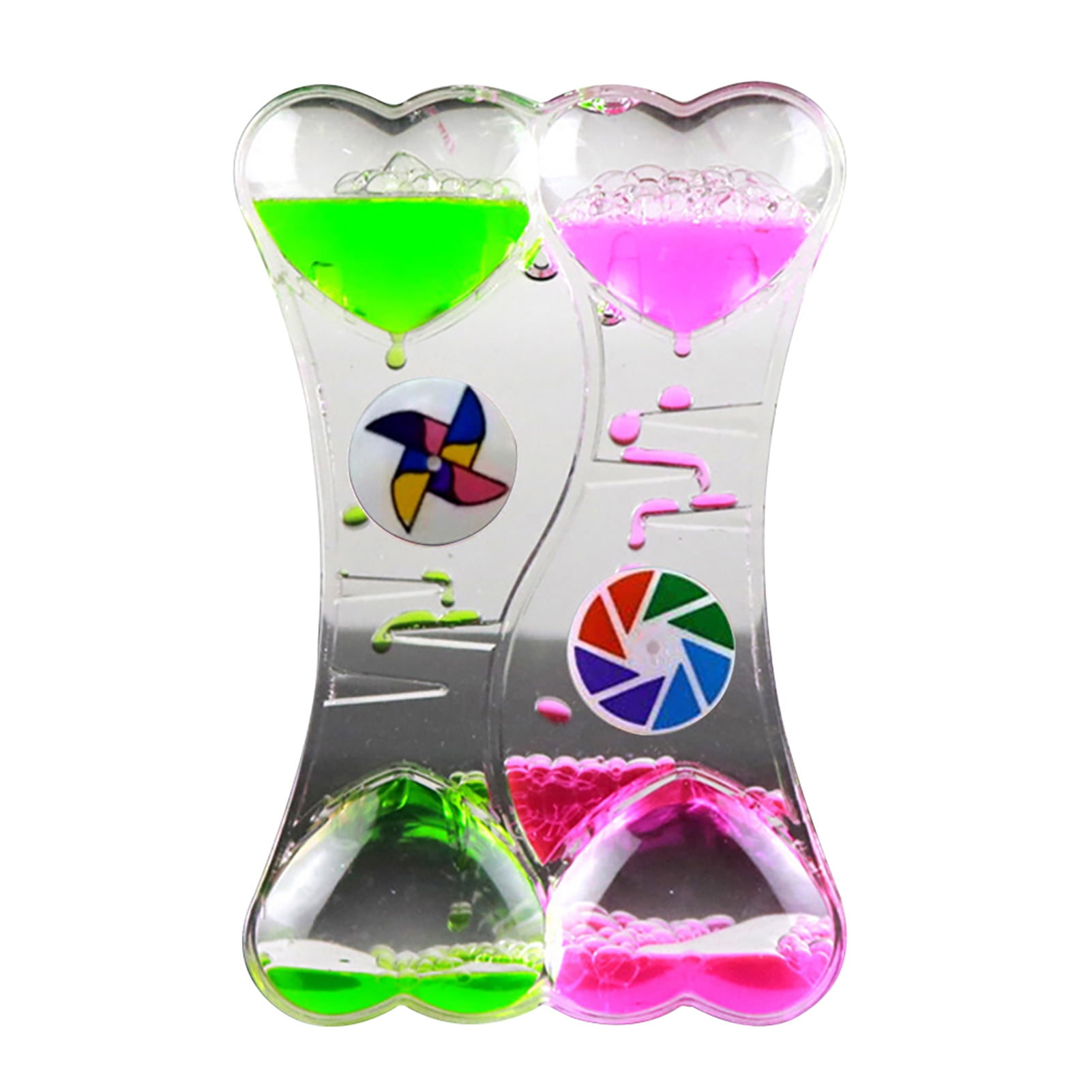 Leadrop Double Heart Liquid Motion Bubble Drip Oil Hourglass Timer ...