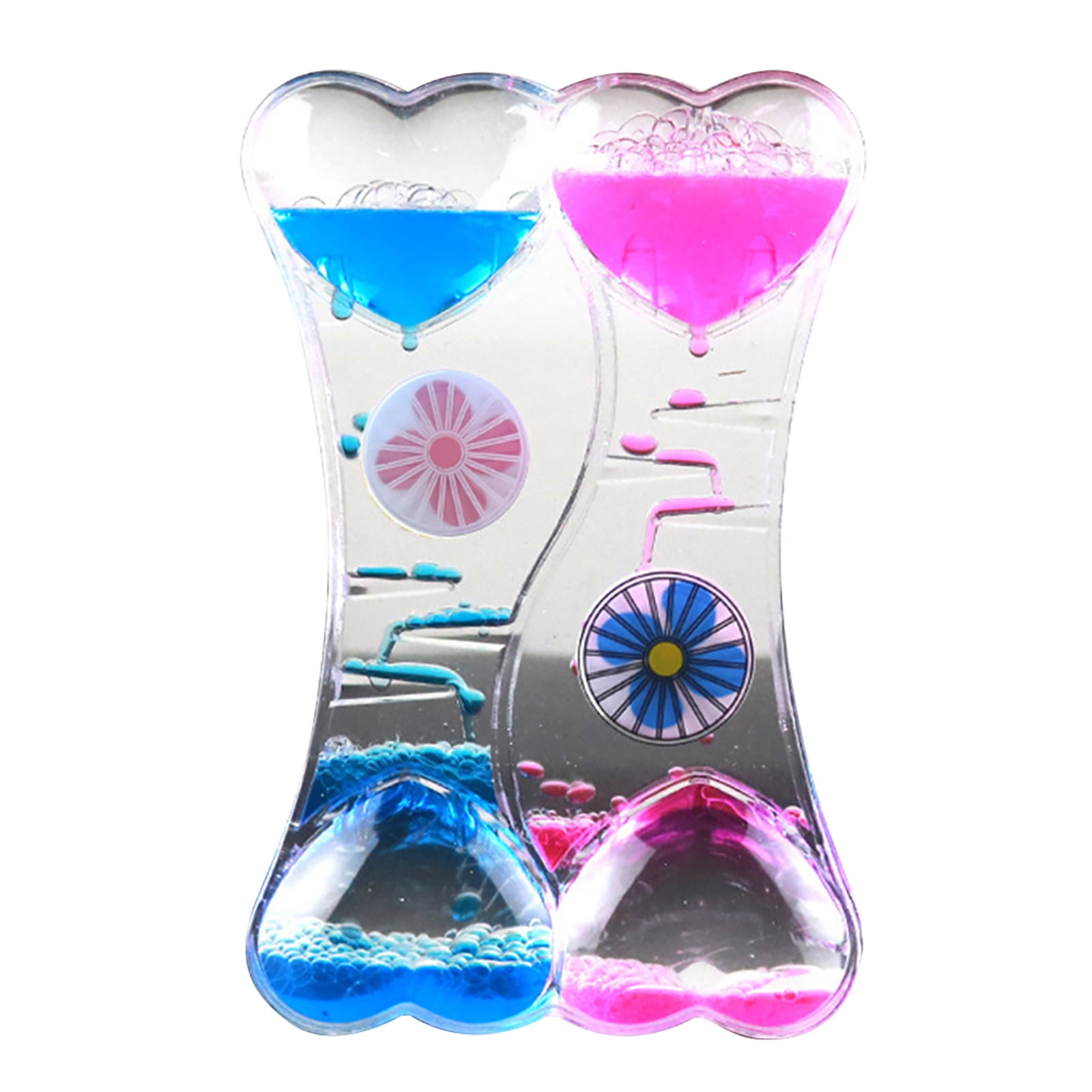 Leadrop Double Heart Liquid Motion Bubble Drip Oil Hourglass Timer ...