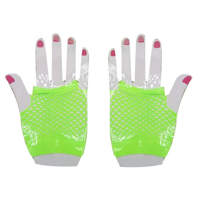 Leadrop Fingerless Fancy Fishnet Mesh Net Gloves Neon Dress Party Hen ...