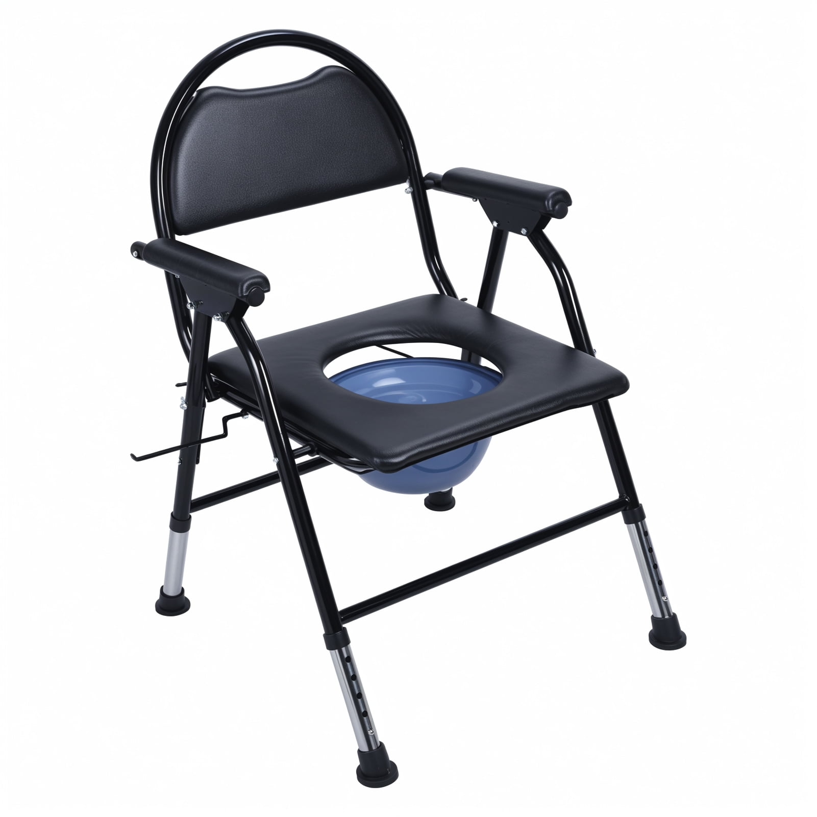 Leadrop Folding Bedside Commode Chair for Elderly with Arms and Back ...