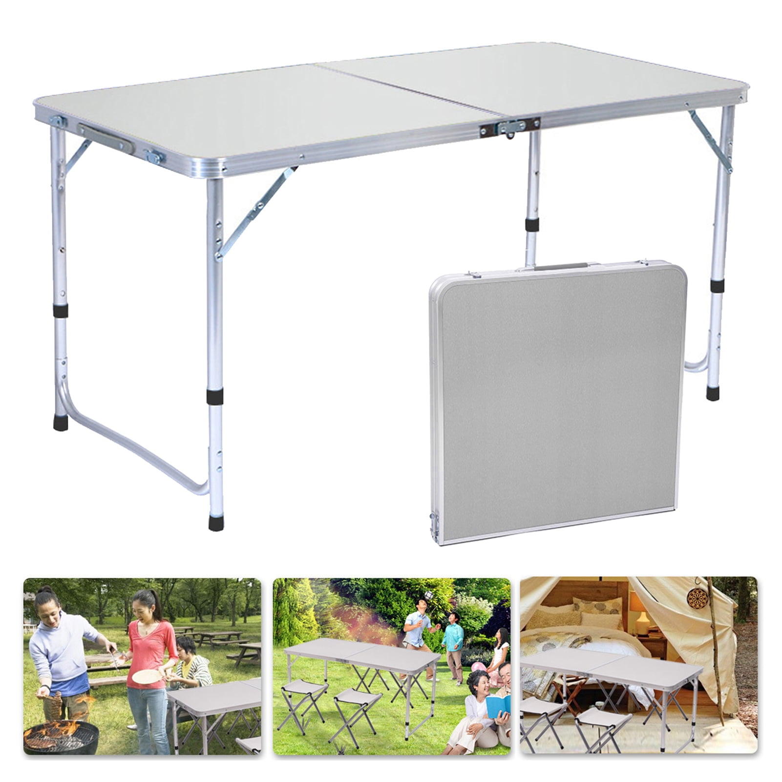 Leadrop Folding Camping Table Portable Pinic Table Adjustable Height ...