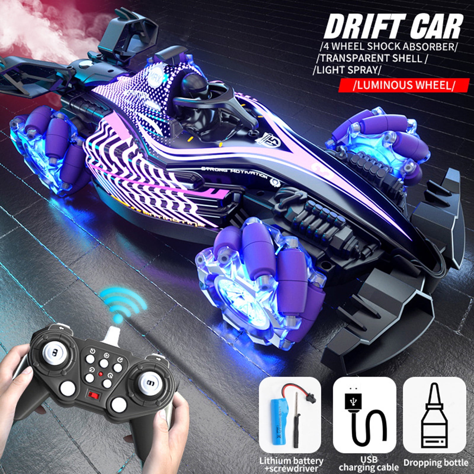 Leadrop Kids Toys 2.4ghz Remote Control Drift Car with Realistic Spray ...