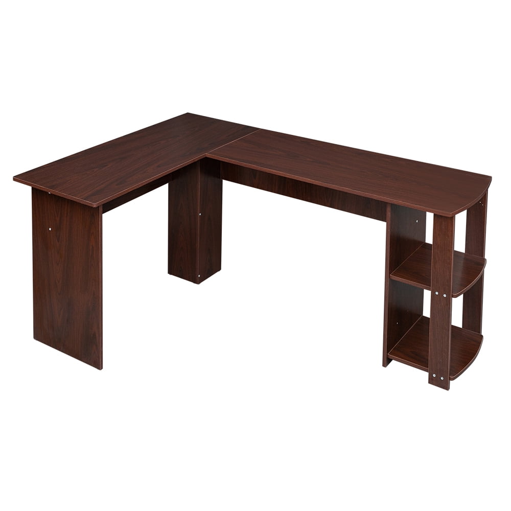 Leadrop L-Shaped Wood Right-angle Computer Desk with Two-layer ...