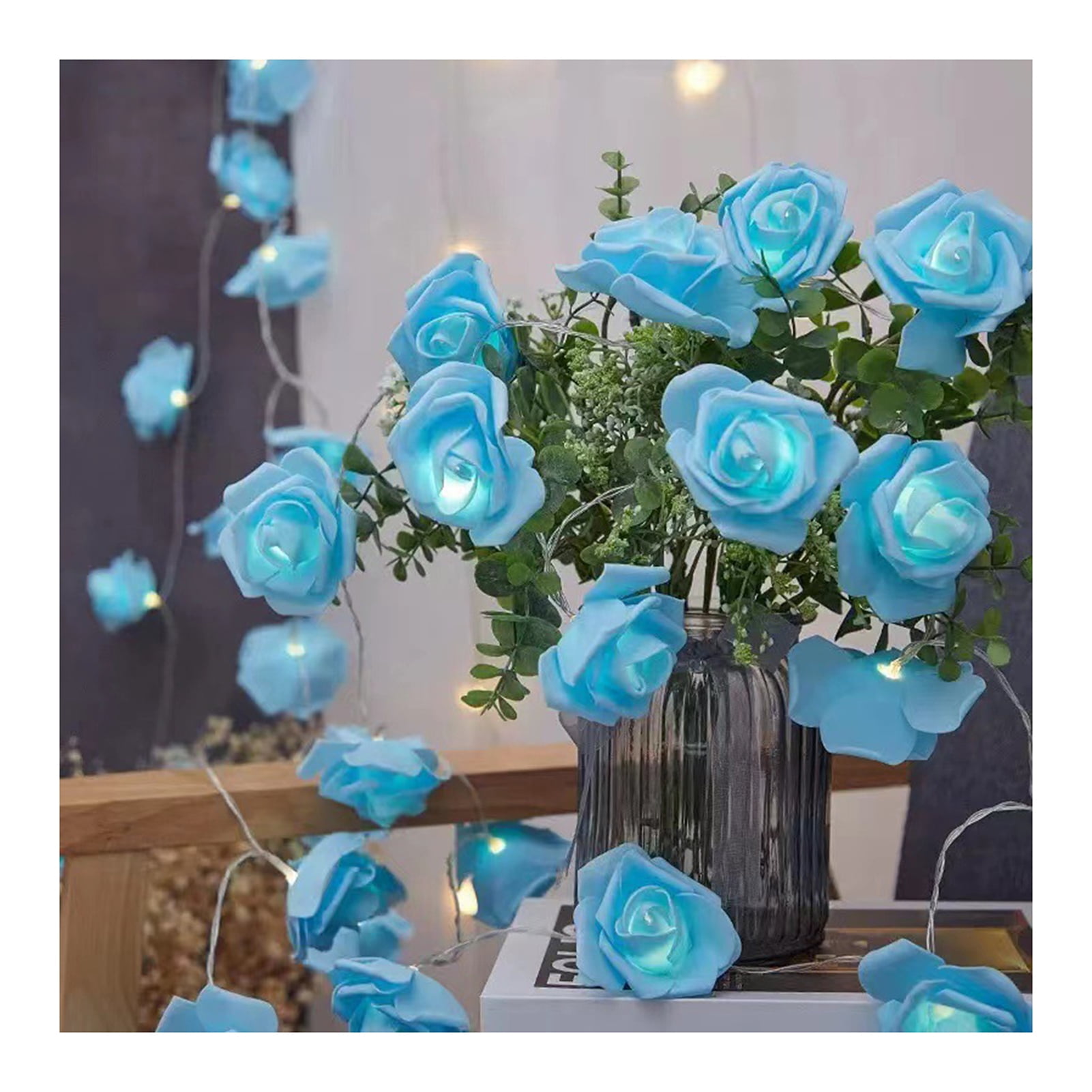 Leadrop LED Rose Flower String Light Realistic Looking Battery-Powered ...