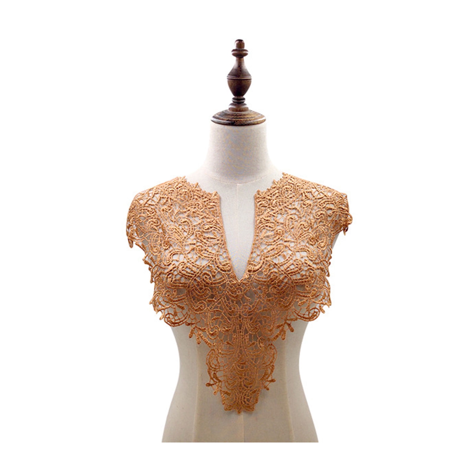 Leadrop Lace Fake Collar Embroidered Corsage Hollow Design Big Flowers ...