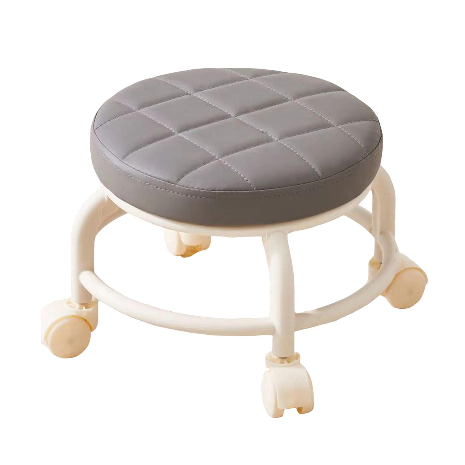 Leadrop Low Rolling Stool with 360 Degrees Swivel Wheels Faux Leather ...