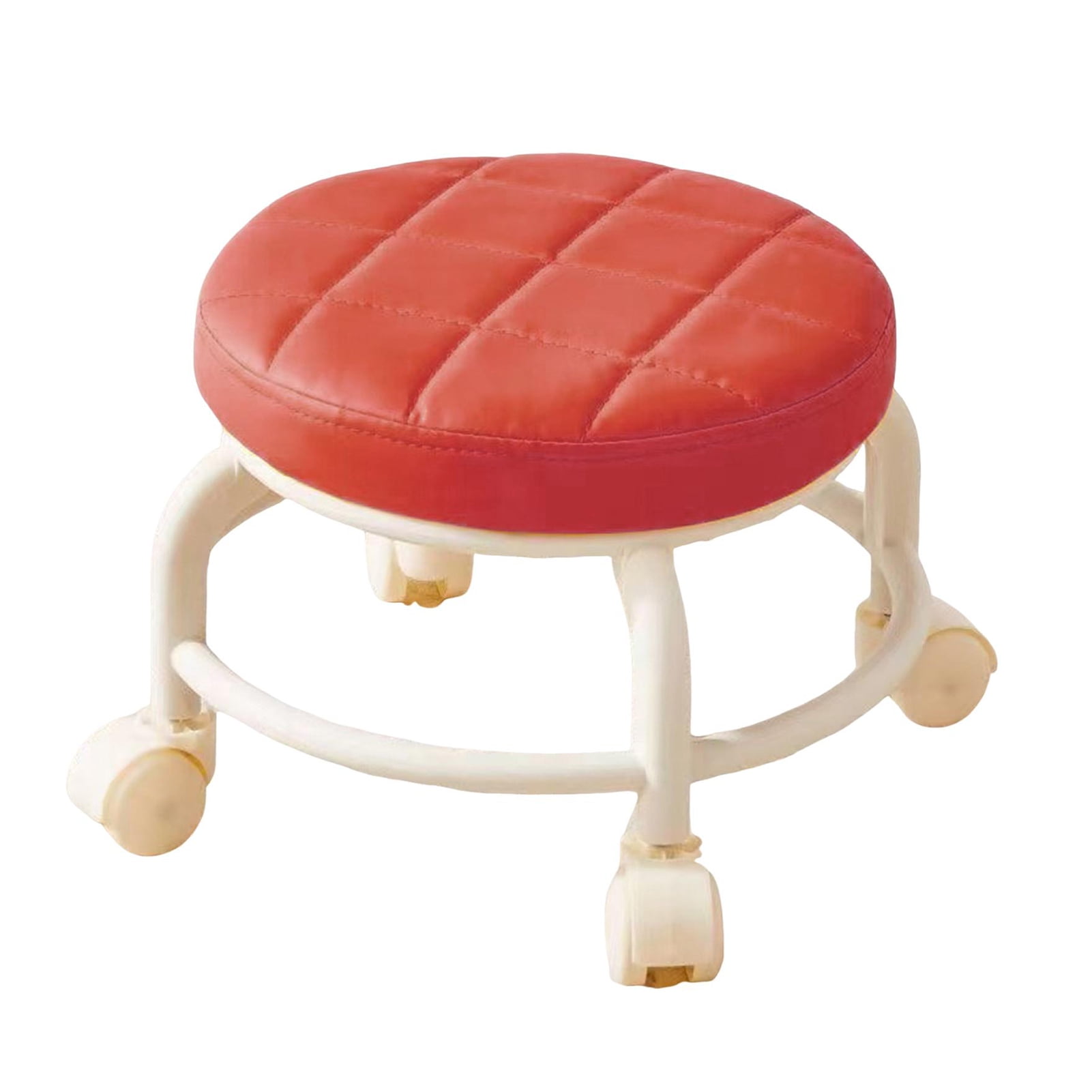 Leadrop Low Rolling Stool with 360 Degrees Swivel Wheels Faux Leather ...