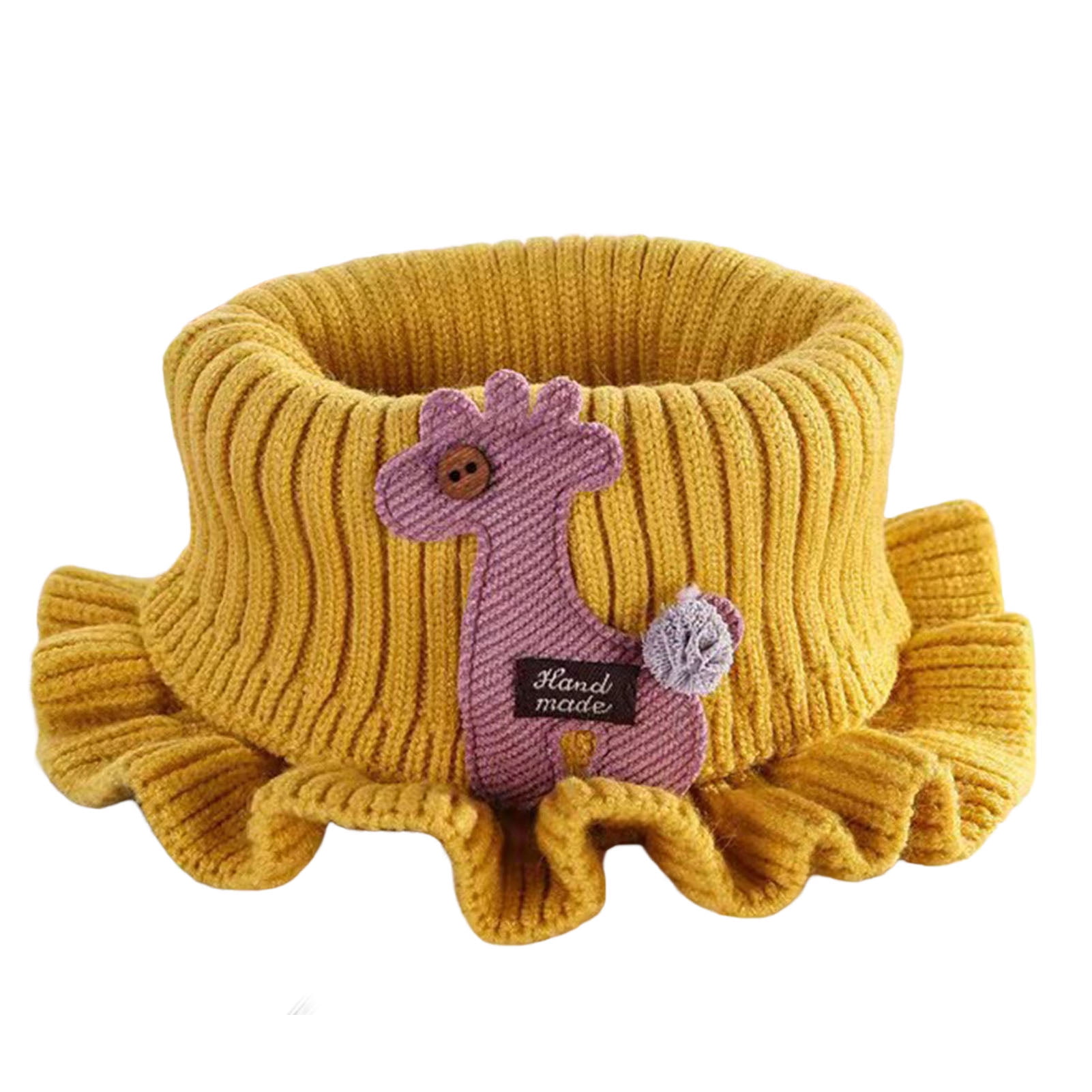 Leadrop Neck Warmer Cartoon Giraffe Ruffle Knitted Windproof High ...