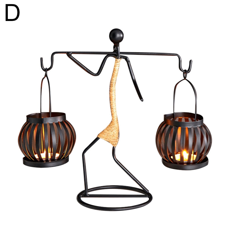 Leadrop Nordic Candlestick Abstract Iron Men Candle Holder Home Bar ...