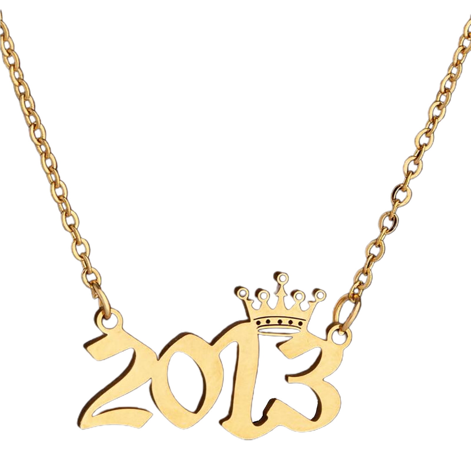 Leadrop Number Pendant Year Necklace Crown Stainless Steel Exquisite ...