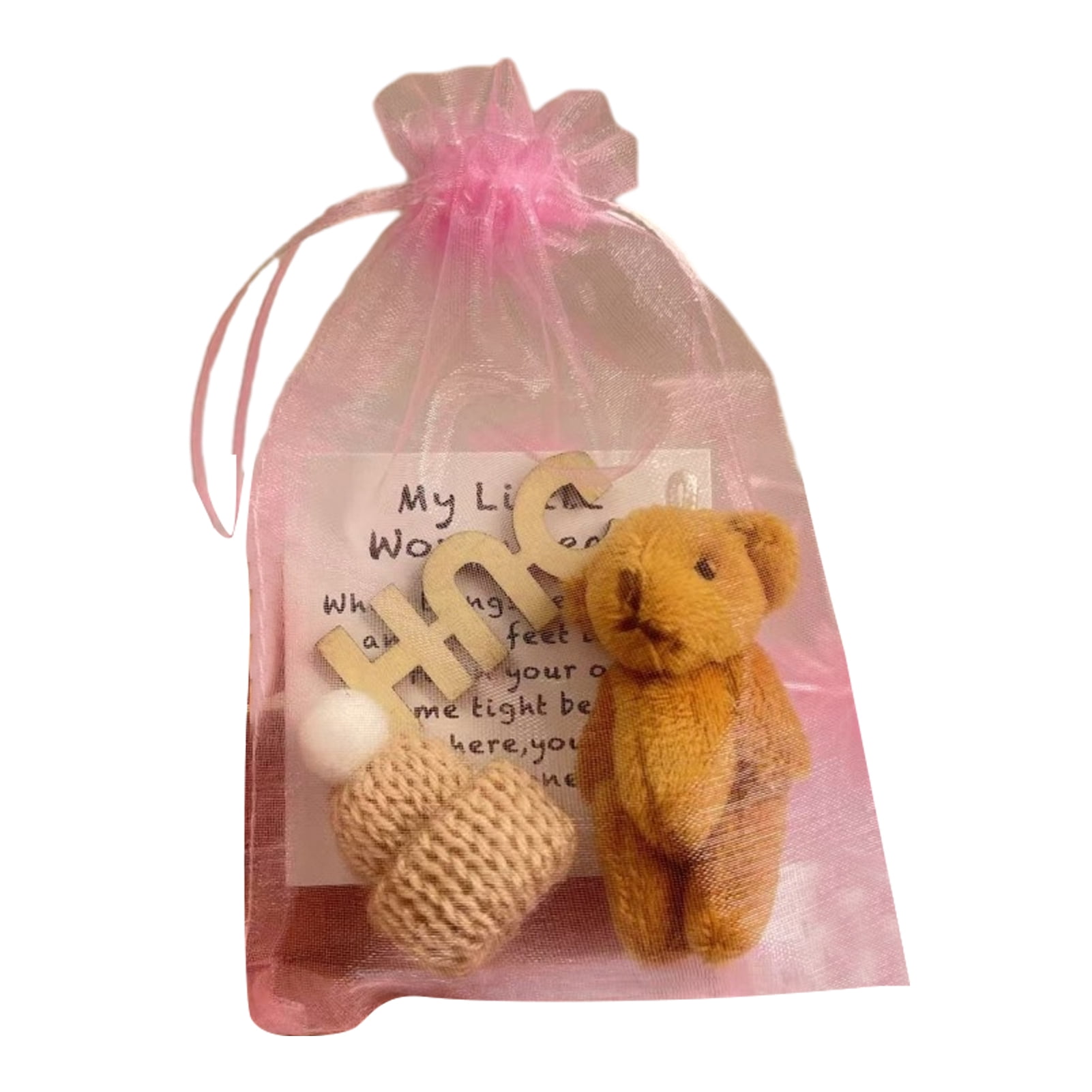 Leadrop Pocket Hug Plush Bear Toy with Encouragement Card Mesh Bag Mini ...