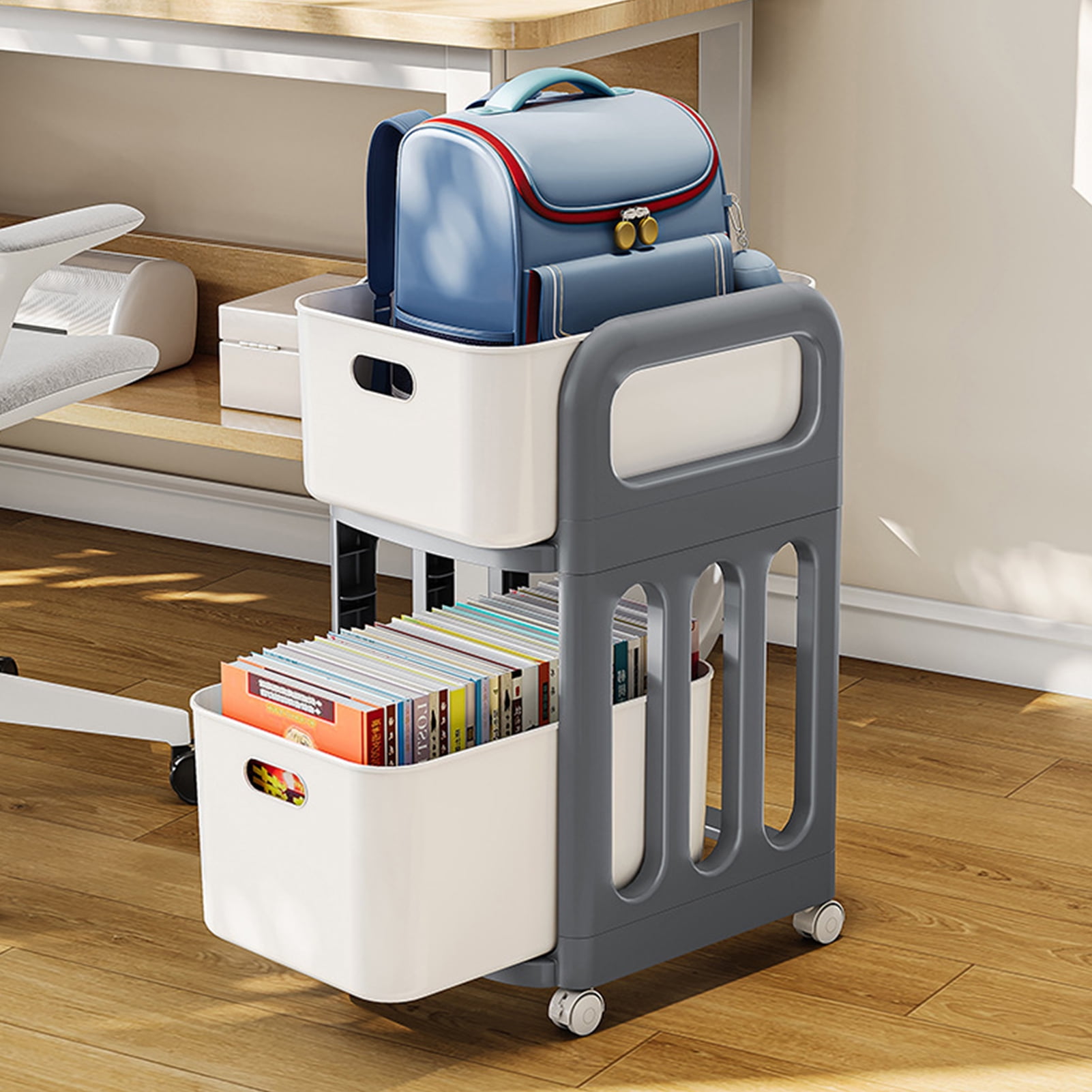 Leadrop Rolling Storage Cart with 2 Removable Drawers School Bag ...
