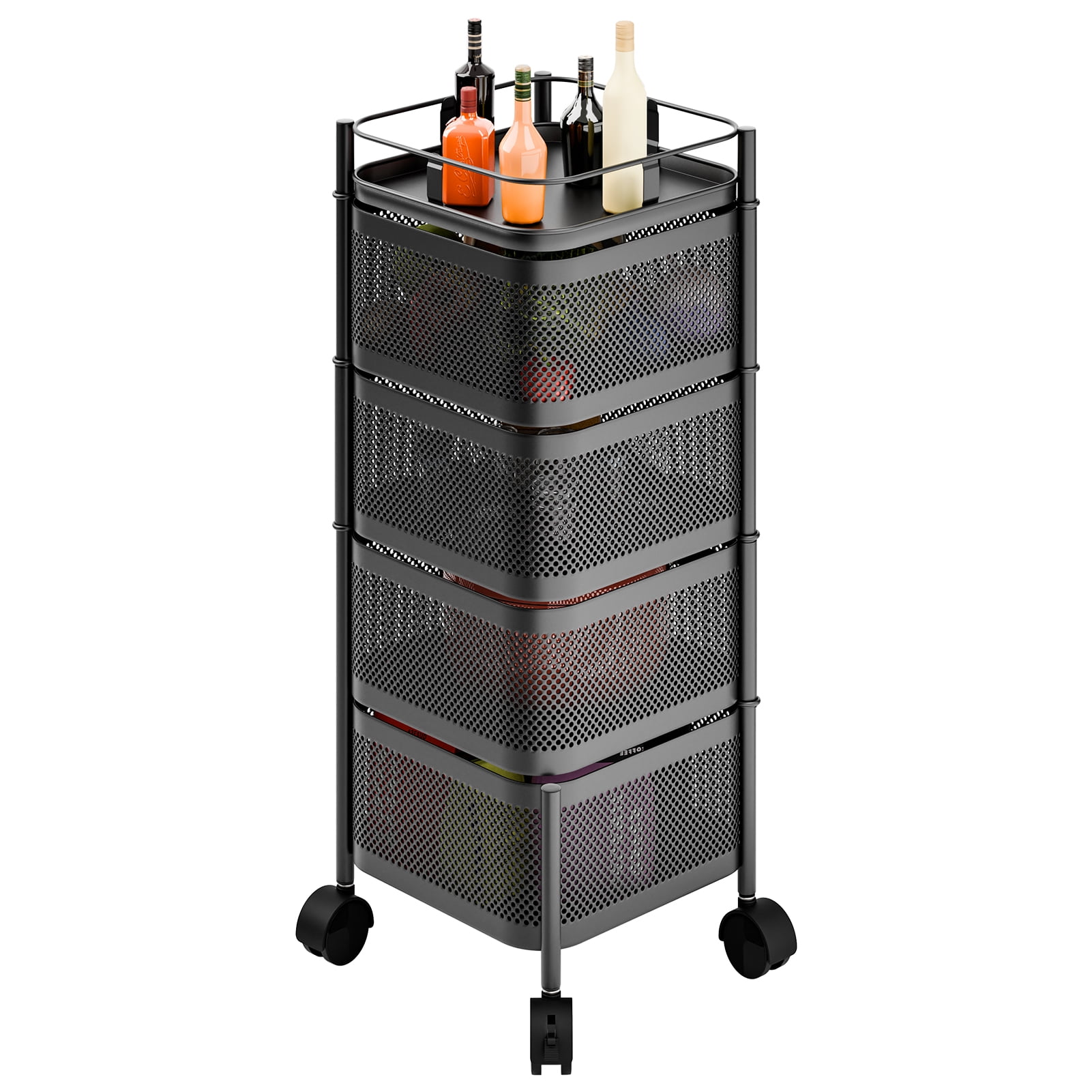 Leadrop Rotating Storage Shelf 4 Layer Square Rotating Kitchen Storage ...