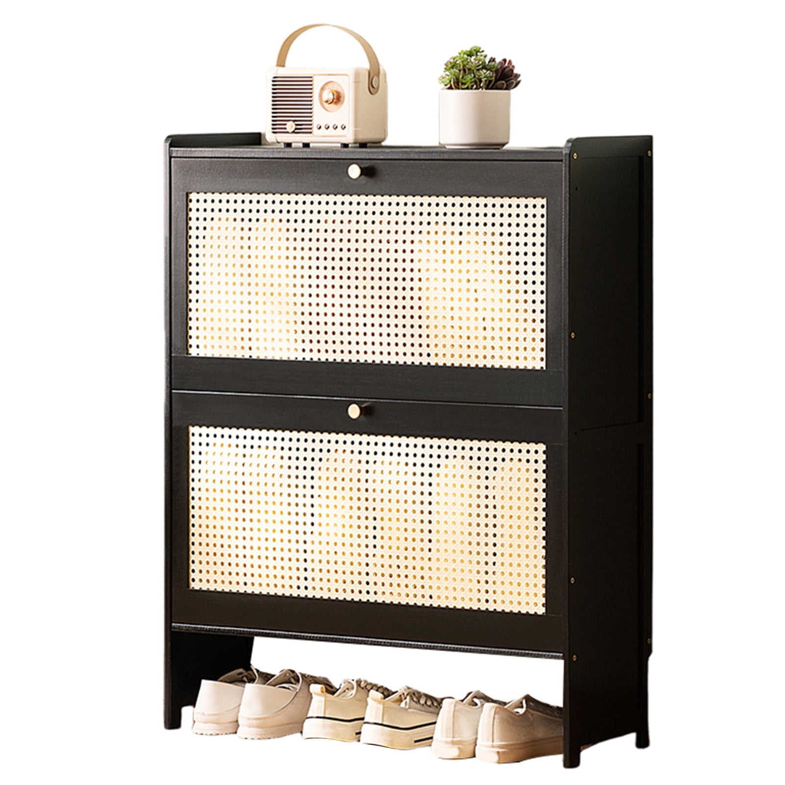 Leadrop Shoe Storage Cabinet with 2 Flip-up Drawers, Freestanding ...