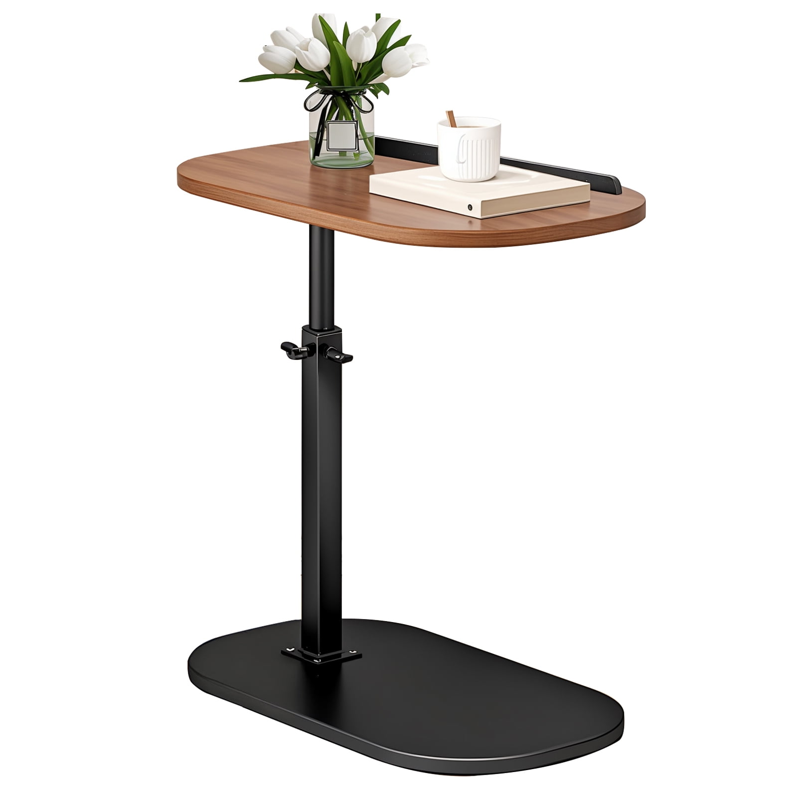 Leadrop Side Table 360° Rotating TV Tray Table C Shaped End Table with ...
