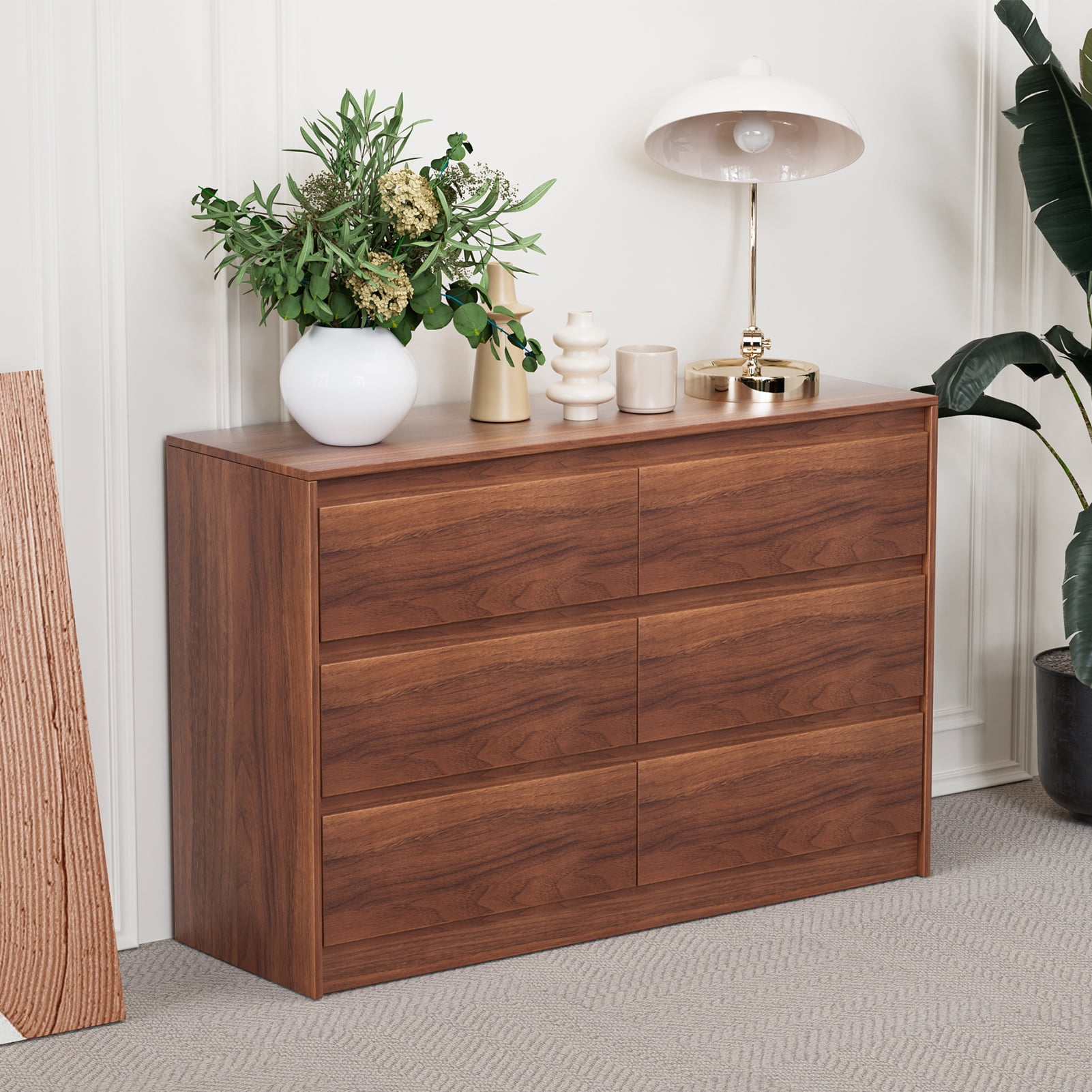 Leadrop Tall Dresser 6 Drawer Double Rows Dresser 47" Classic Tall ...