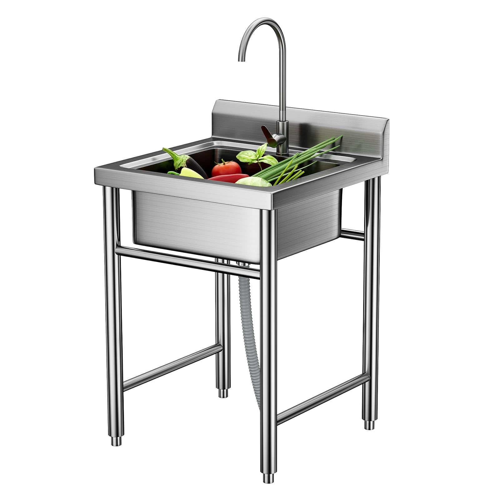 Leadrop Utility Sink Stainless Steel Freestanding Single Bowl Sink ...