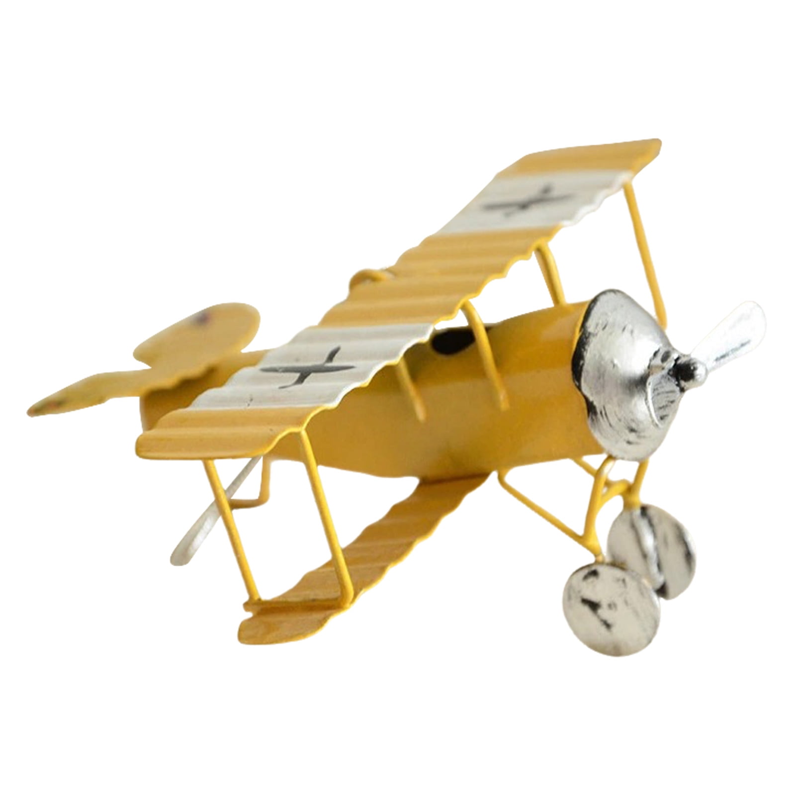 Leadrop Vintage Mini Airplane Model Retro Iron Biplane Figurine ...