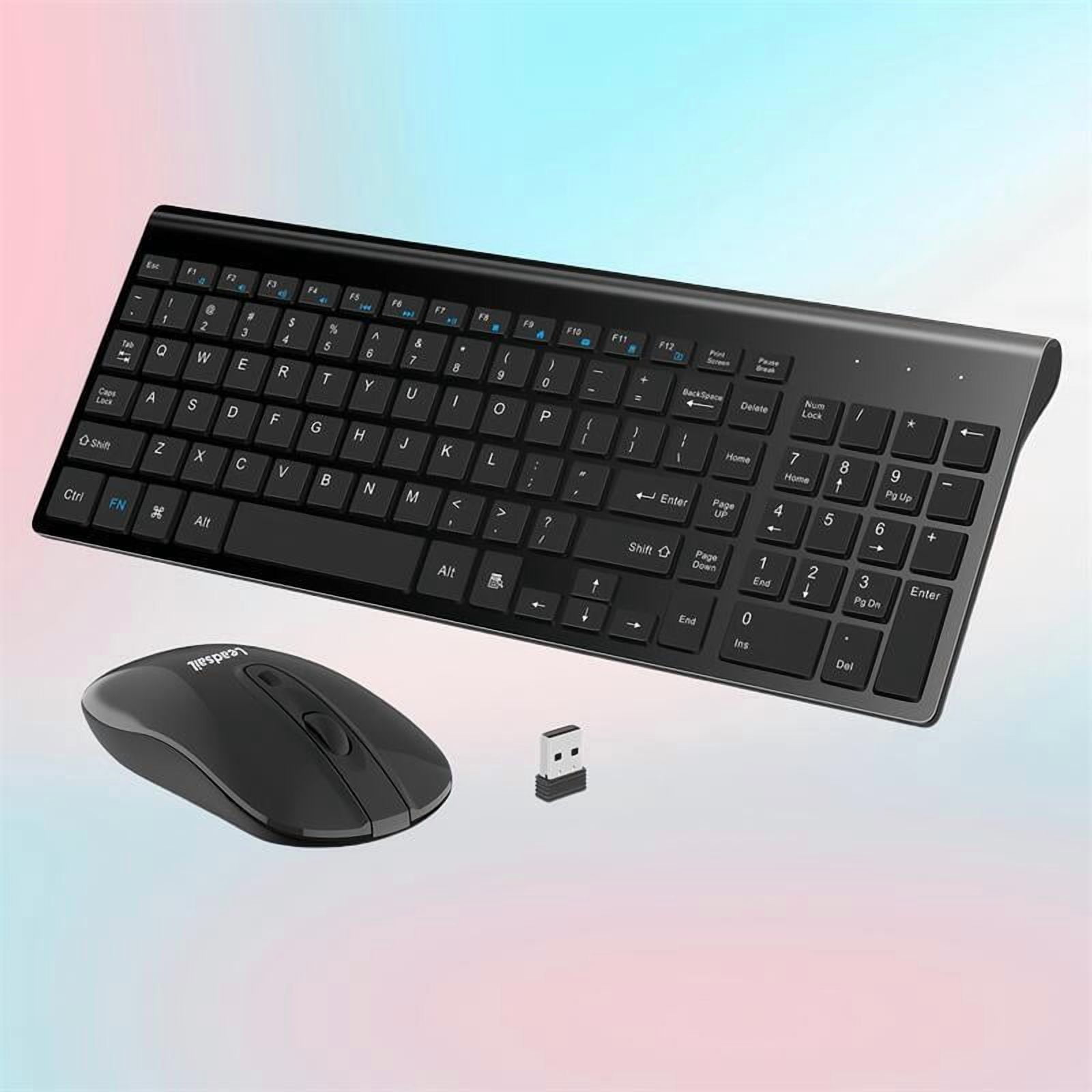 LeadsaiL Wireless Keyboard and Mouse Combo, Wireless USB Mouse and ...