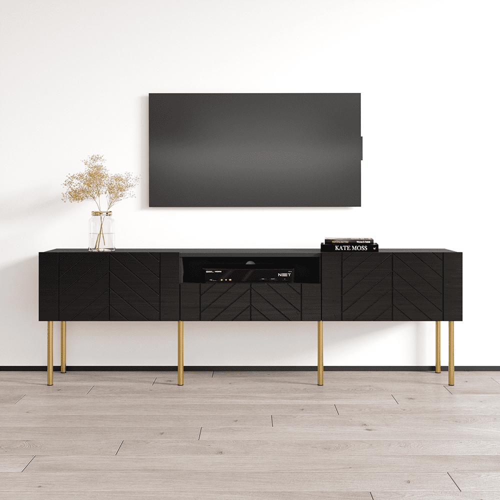 Leaf 01 TV Stand for TVs up to 80", Mid-Century Modern High Gloss 71 ...