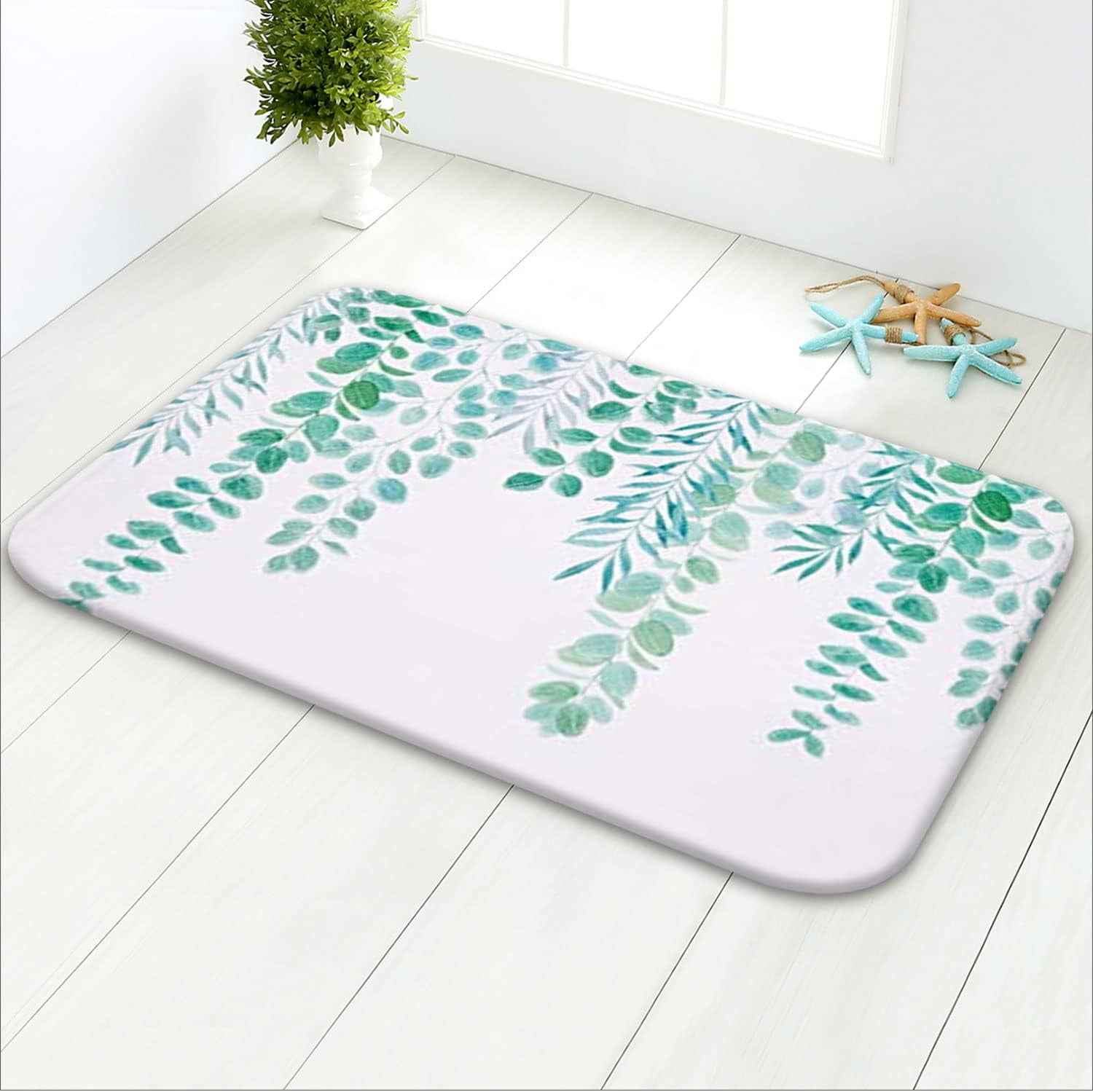 Leaf Bath Mat, Leaves Bath Rugs, Green Bathroom Rugs, 24''''X16 ...