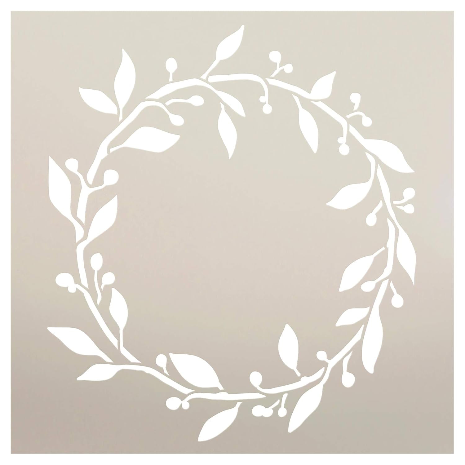 Leaf Berry Wreath Stencil by StudioR12 DIY Plant Outdoor Home Decor ...