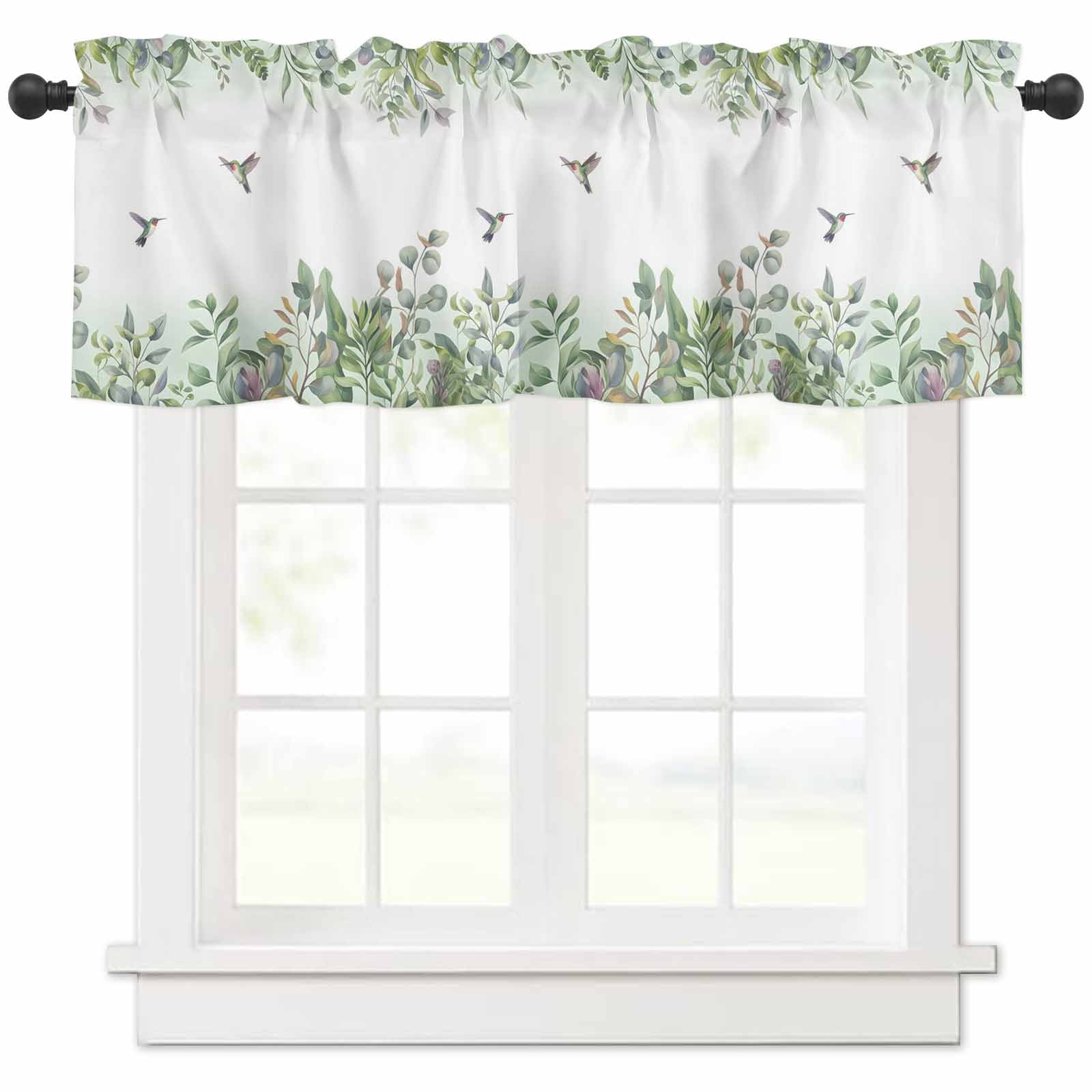 Leaf Bird Valances for Windows Farmhouse Kitchen Curtains Valances Rod ...