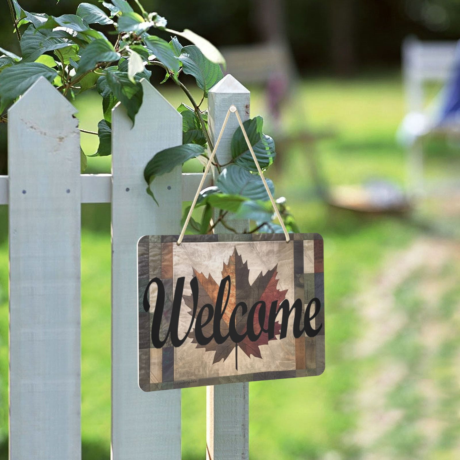 Leaf Block Multicolor Welcome Sign for Front Door Porch Wreath Door ...
