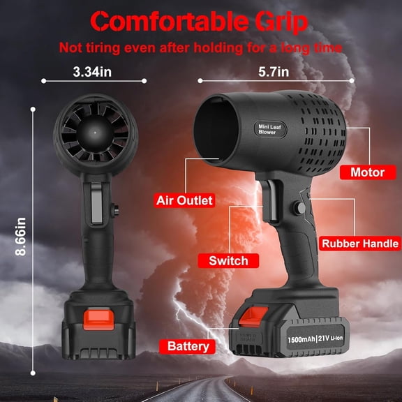 Leaf Blower with 21V*2 Pcs Batteries, 950000RPM Powerful Fan, High ...