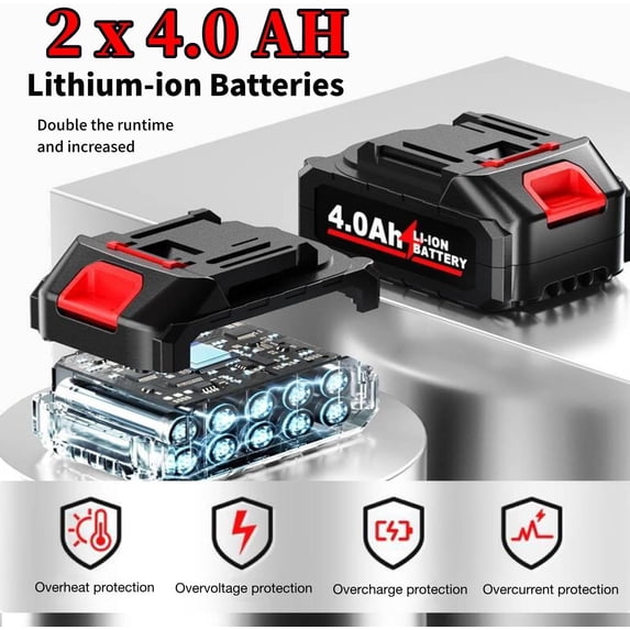 Leaf Blower 21V, Cordless Electric Leaf Blowers with 2 Batteries and ...